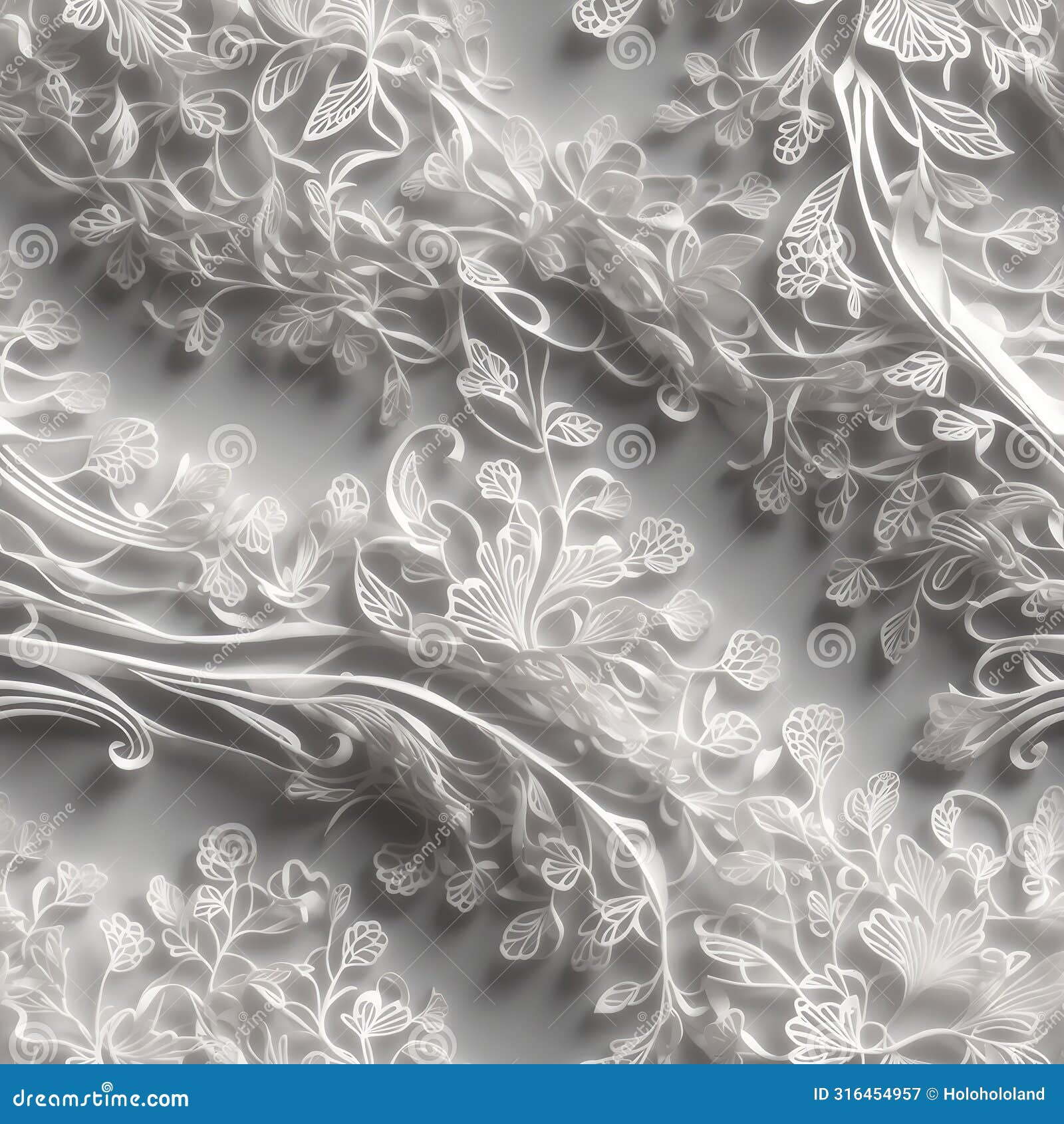 White Curved Lace Seamless Pattern on a White Background Stock ...