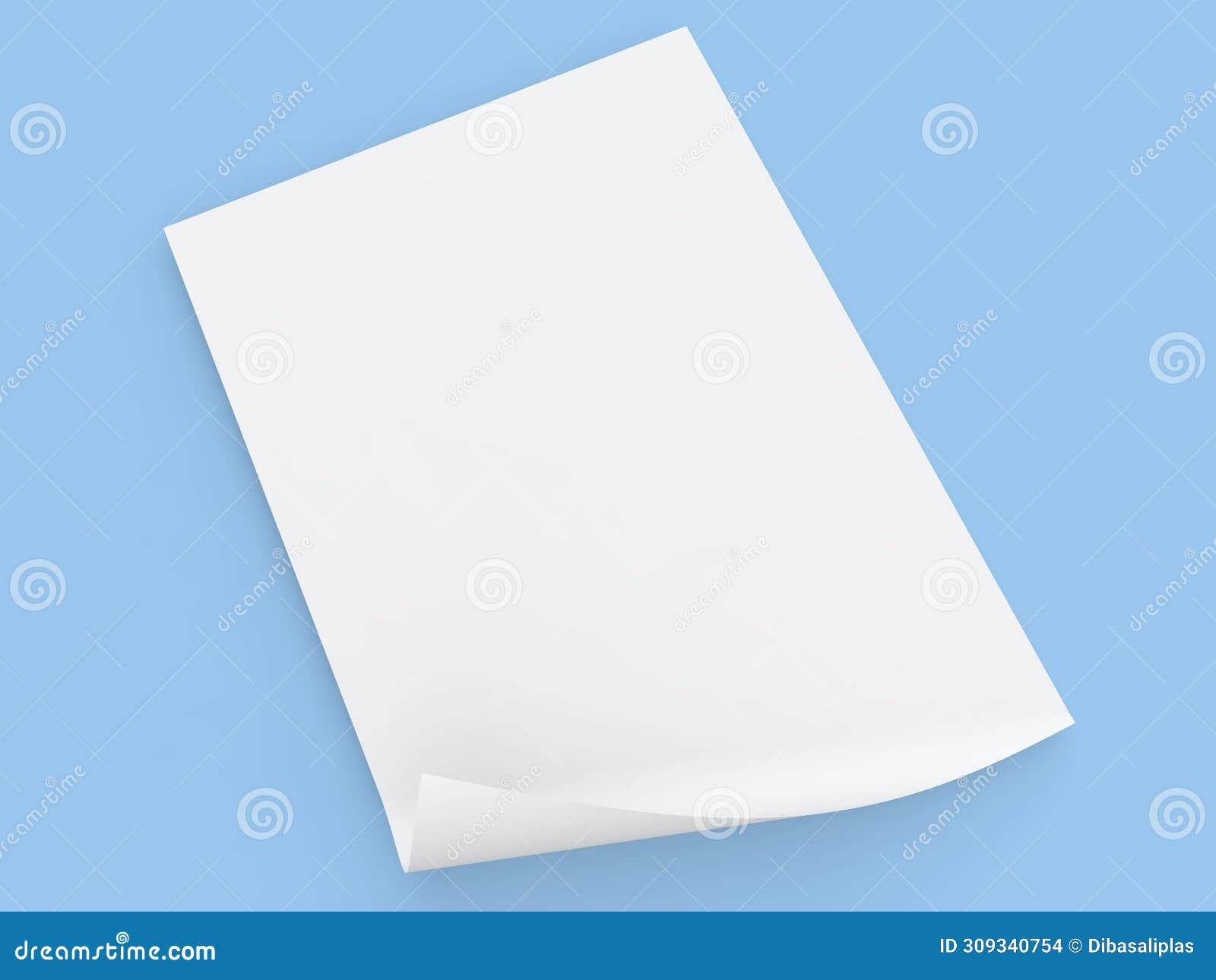 White Curved Sheet of Paper on a Blue Background. Stock Illustration ...
