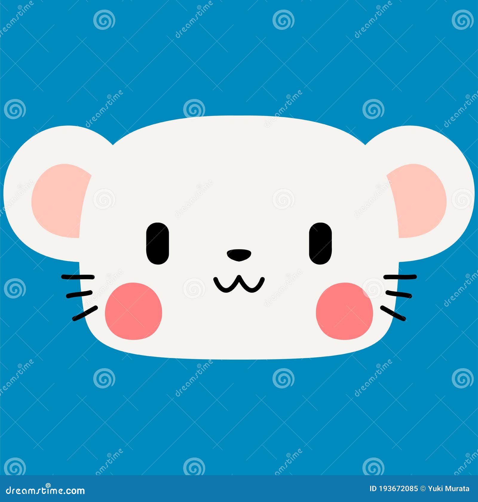 White Cute mouse face stock illustration. Illustration of year - 193672085
