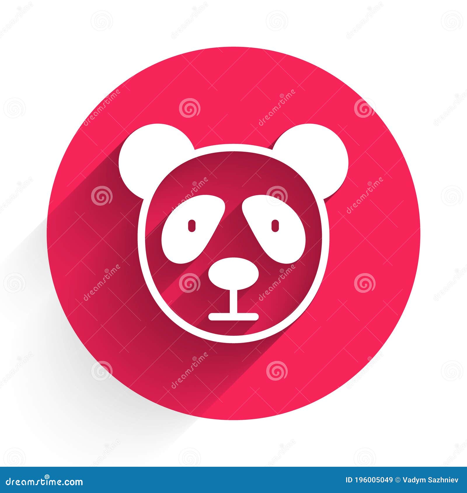 White Cute Panda Face Icon Isolated with Long Shadow. Animal Symbol ...