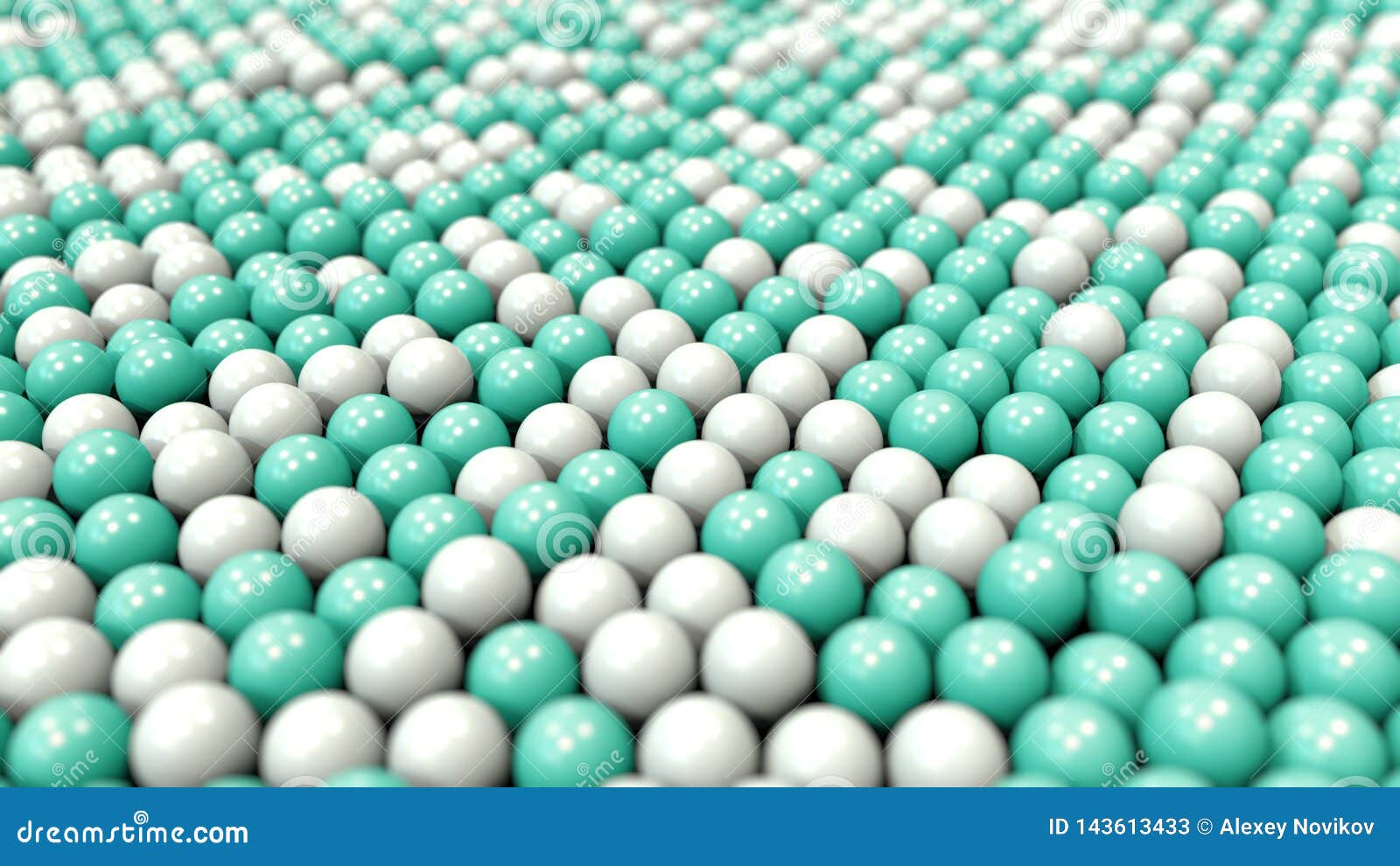 White and Cyan Plastic Balls, 3D Rendering Stock Illustration ...