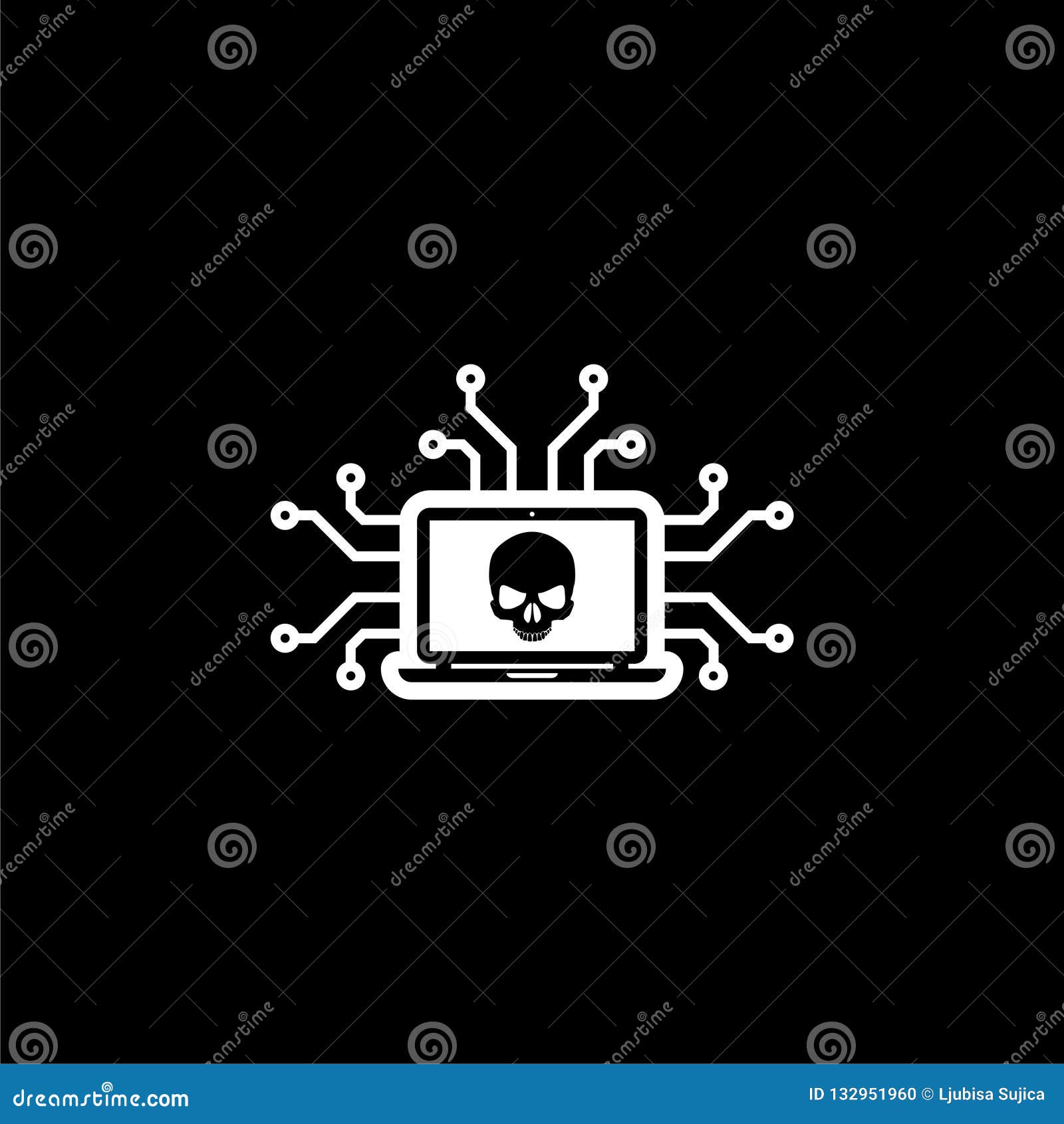 Cyber Attack Logo Hacker Icon Cyber Crime Or Threats On Dark