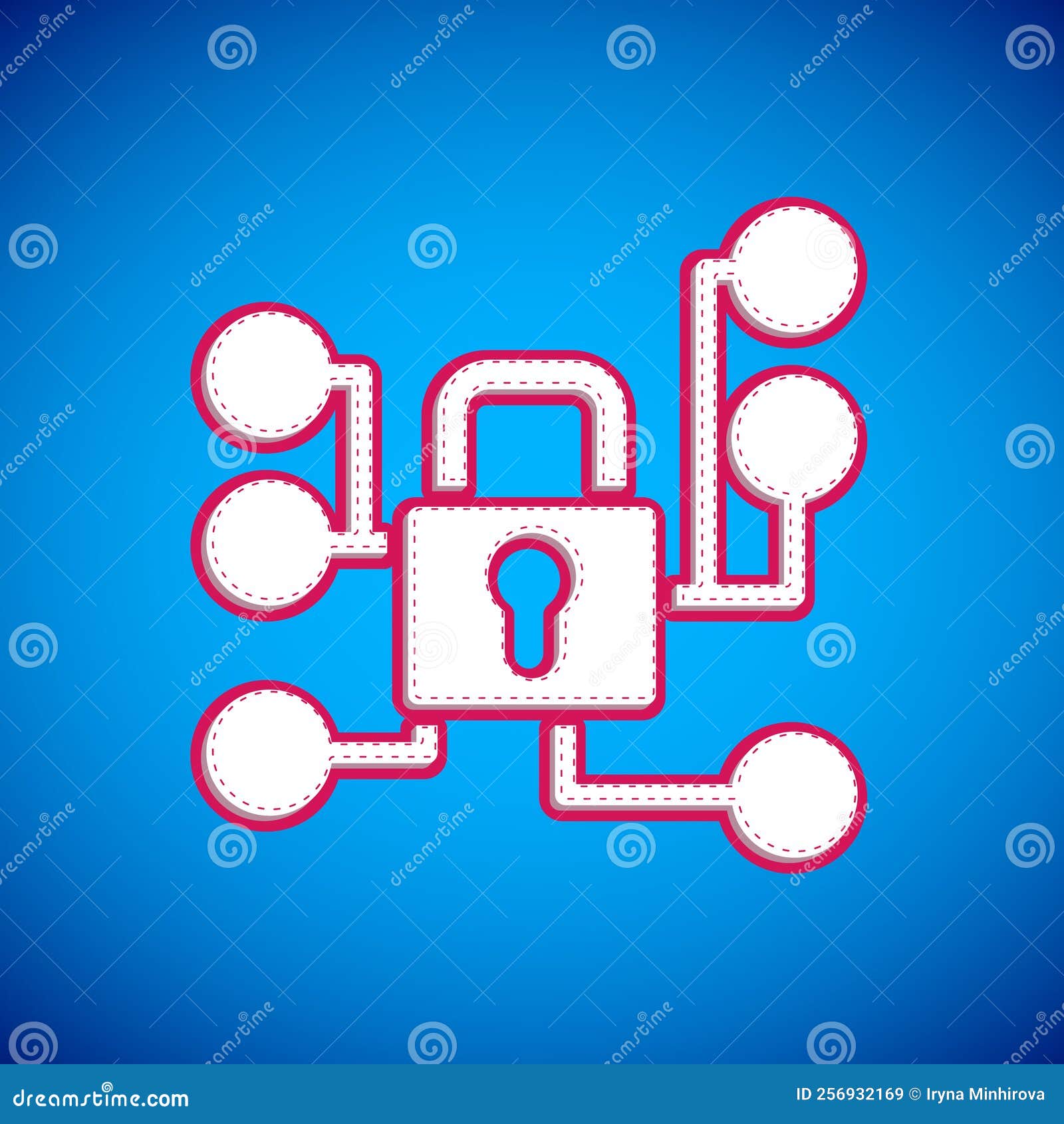 White Cyber Security Icon Isolated on Blue Background. Closed Padlock ...