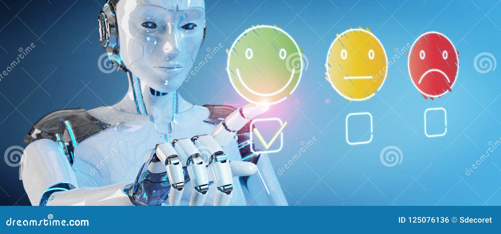 White Cyborg Using Thin Line Customer Satisfaction Rating Stock ... White Cyborg Using Thin Line Customer Satisfaction Rating Stock ...