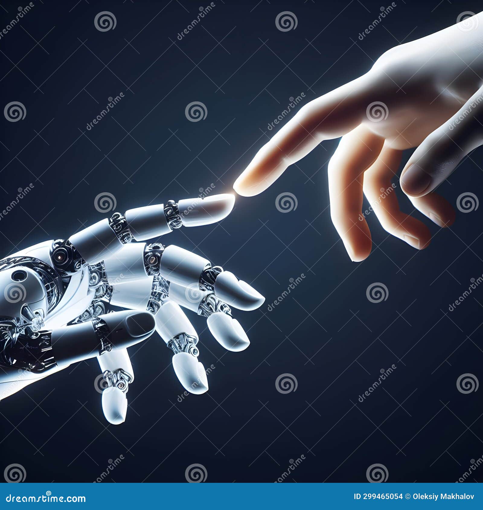 White Cyborg Finger about To Touch Human Finger Stock Illustration ...