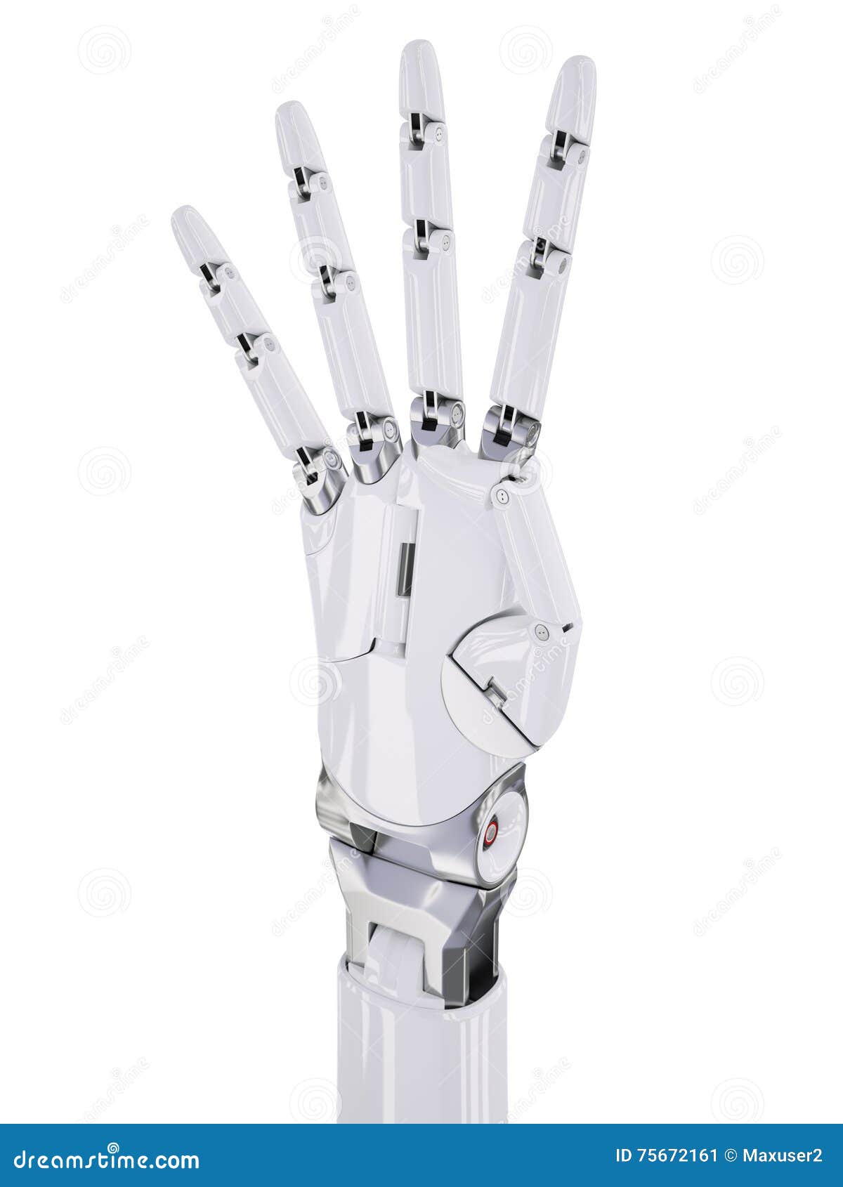 White Cyborg Using Blue Digital Cube Structure 3D Rendering Royalty ...