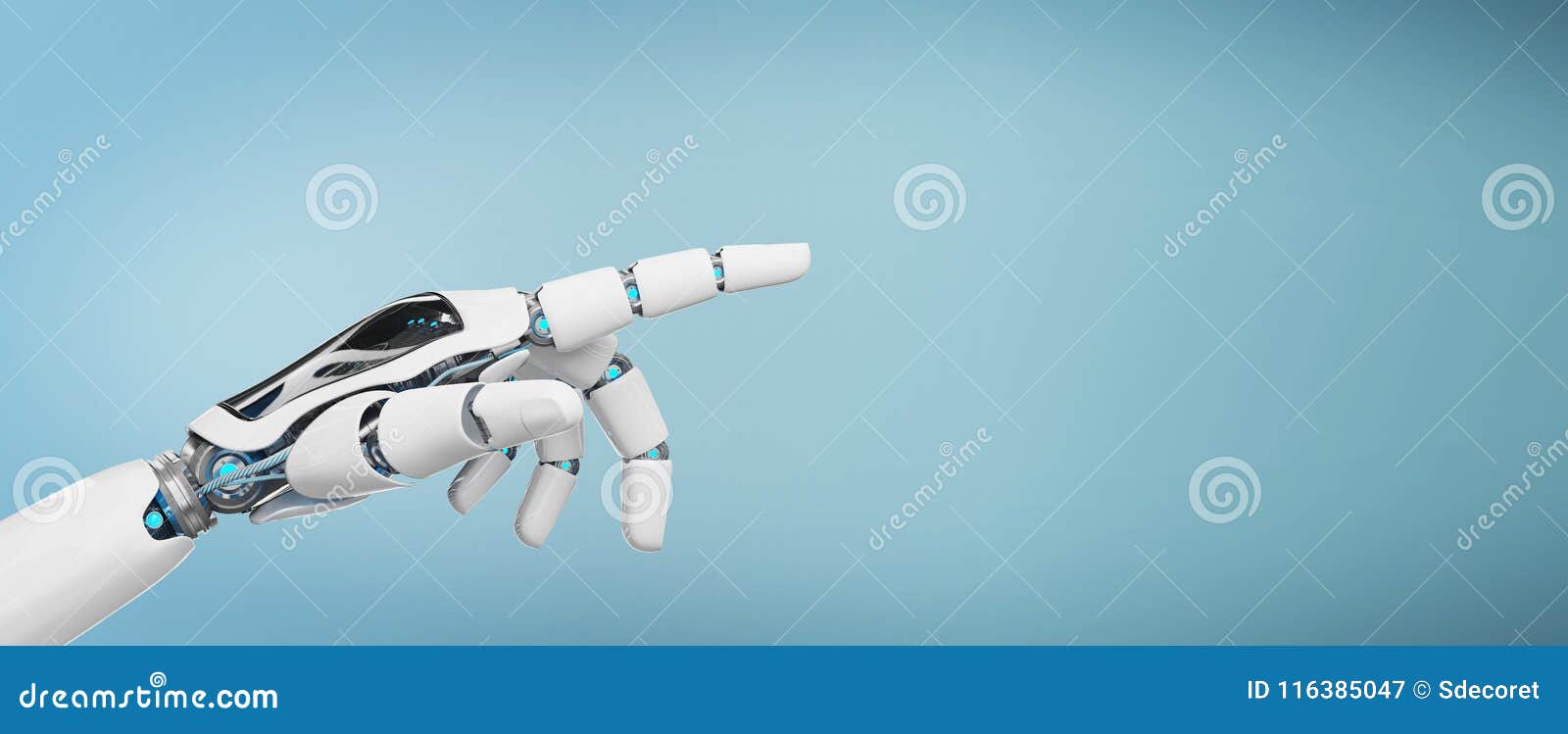 White Cyborg Robotic Hand Pointing His Finger - 3D Rendering Isolated ...