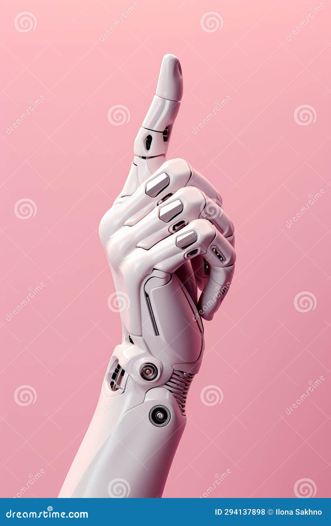 White Cyborg Pointing His Finger Isolated on Pink Background Stock ...