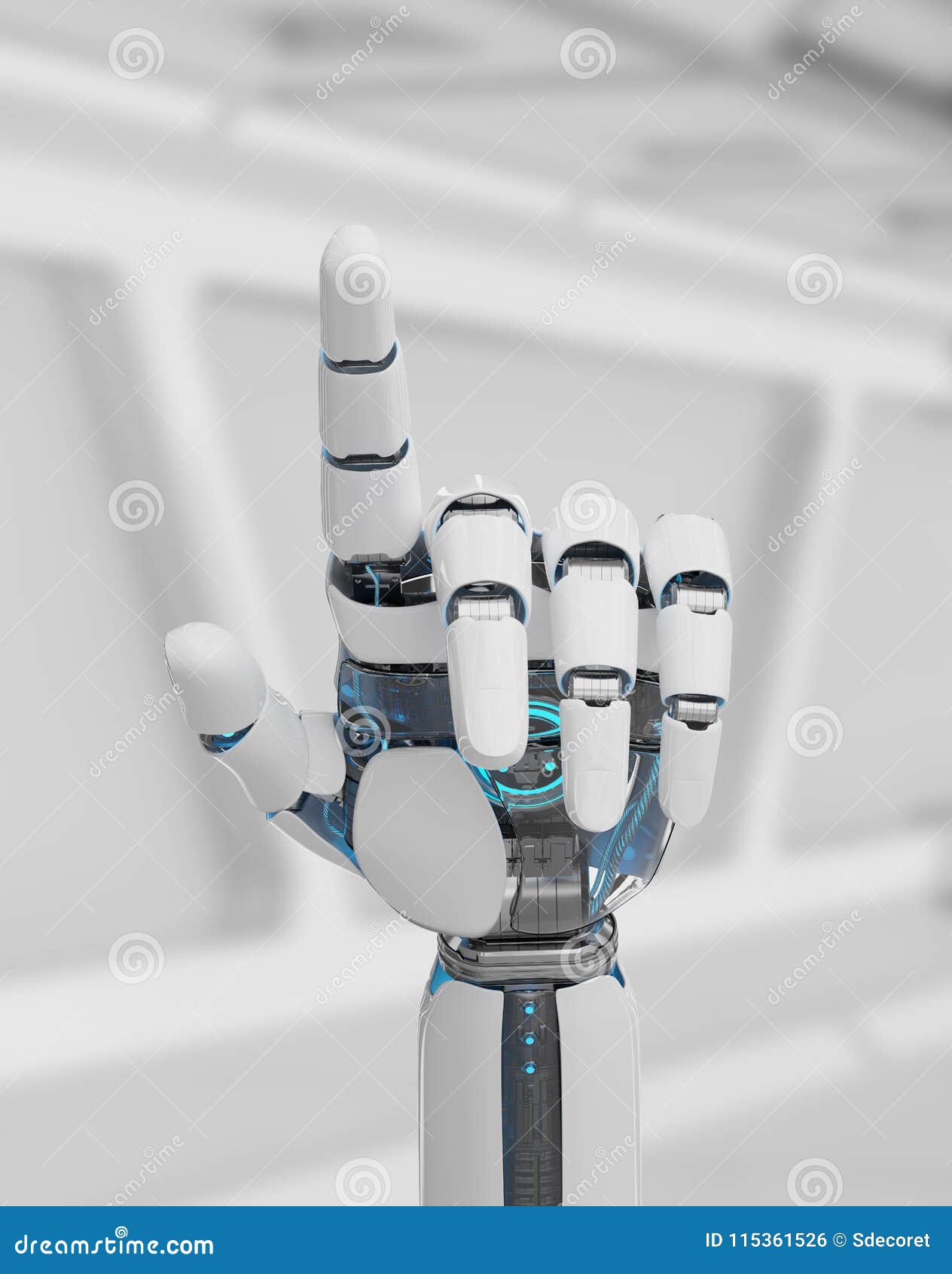White Cyborg Pointing His Finger 3D Rendering Stock Illustration ...