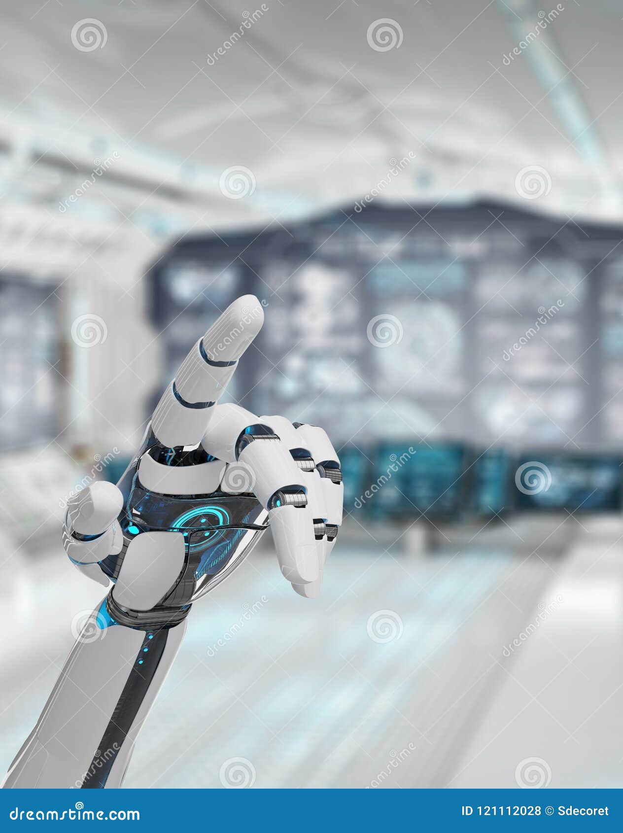White Cyborg Pointing His Finger 3D Rendering Stock Illustration ...