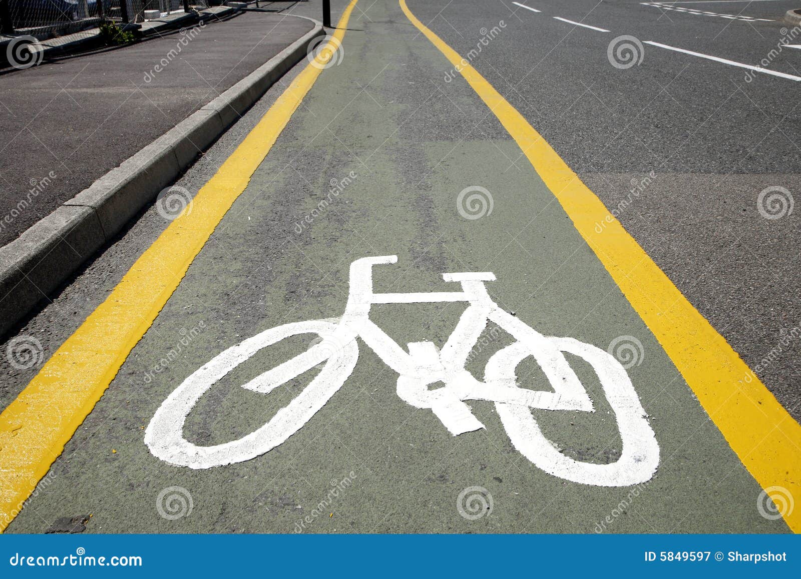 White cycle lane sign. stock image. Image of separation - 5849597