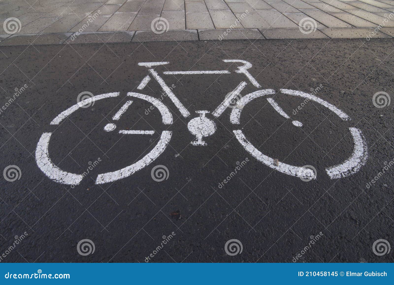 White Cycle Path Marking on the Street Stock Image - Image of power ...