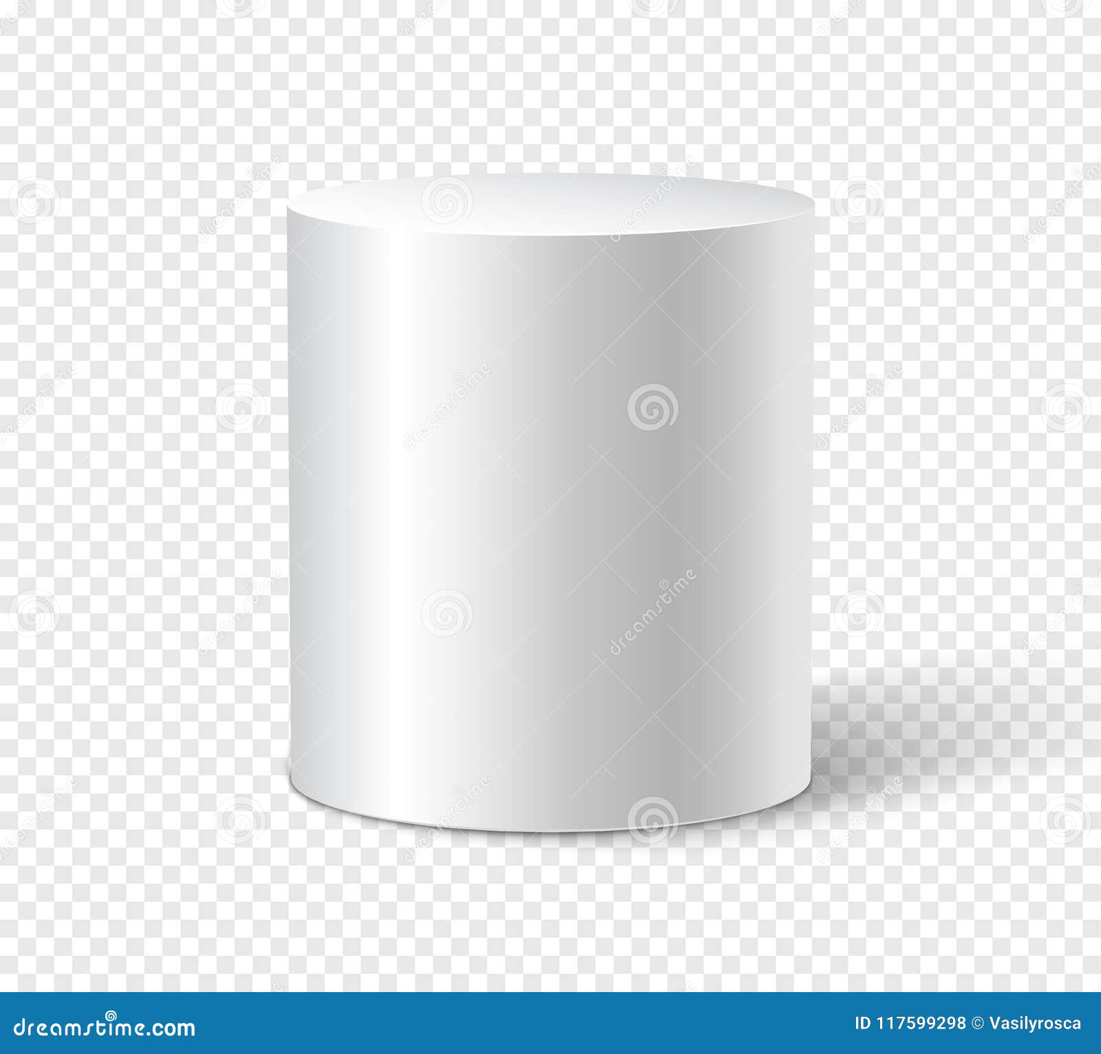 White 3d Cylinder Front View With Perspective Isolated On Grey ...