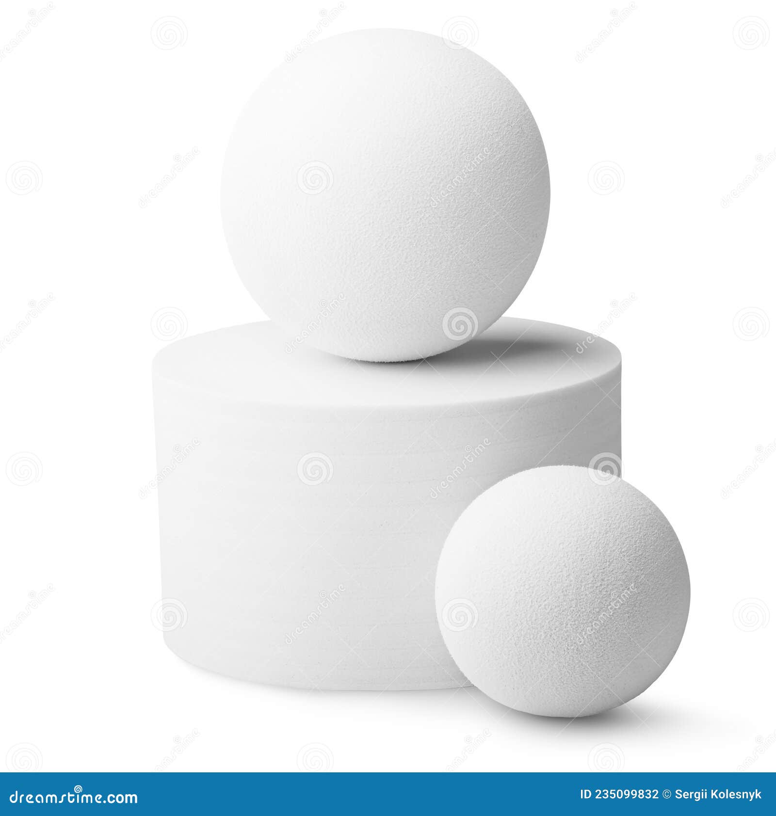 White Cylinder and Two Balls Stock Photo - Image of perspective, single ...