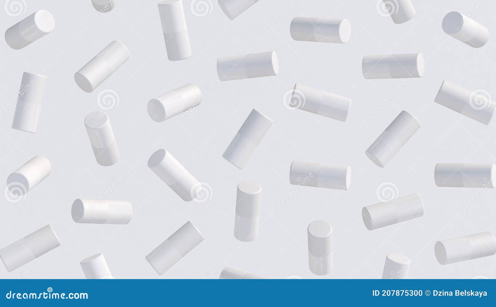 White Cylinders Rotating. Abstract Illustration, 3d Render Stock ...