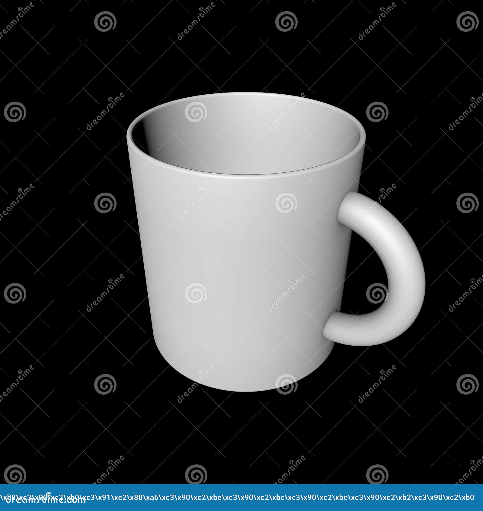 White Cylindrical Mug on Black Background Stock Illustration ...