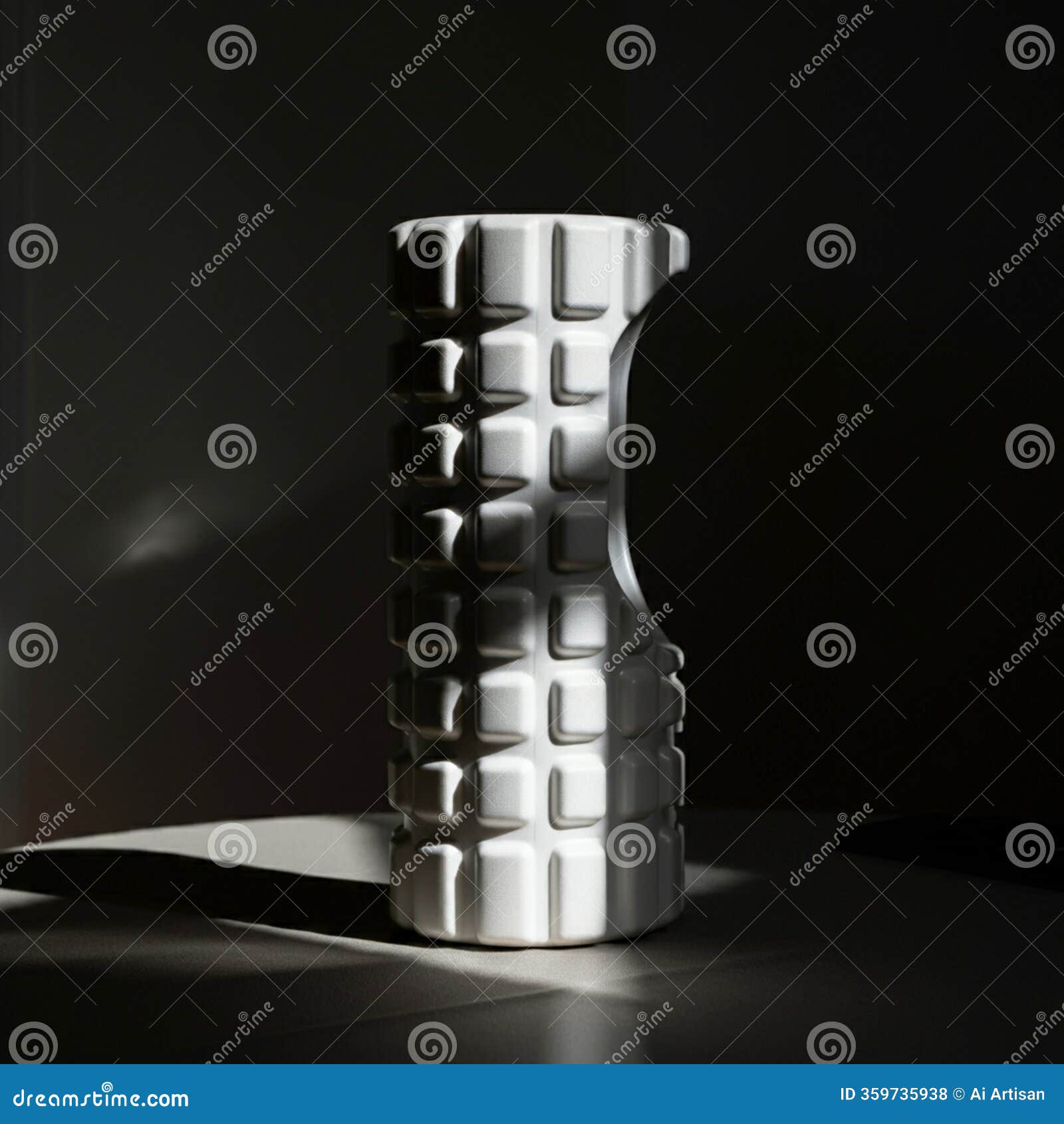 A White, Cylindrical Object Stands on a Flat Surface, Featuring a Grid ...