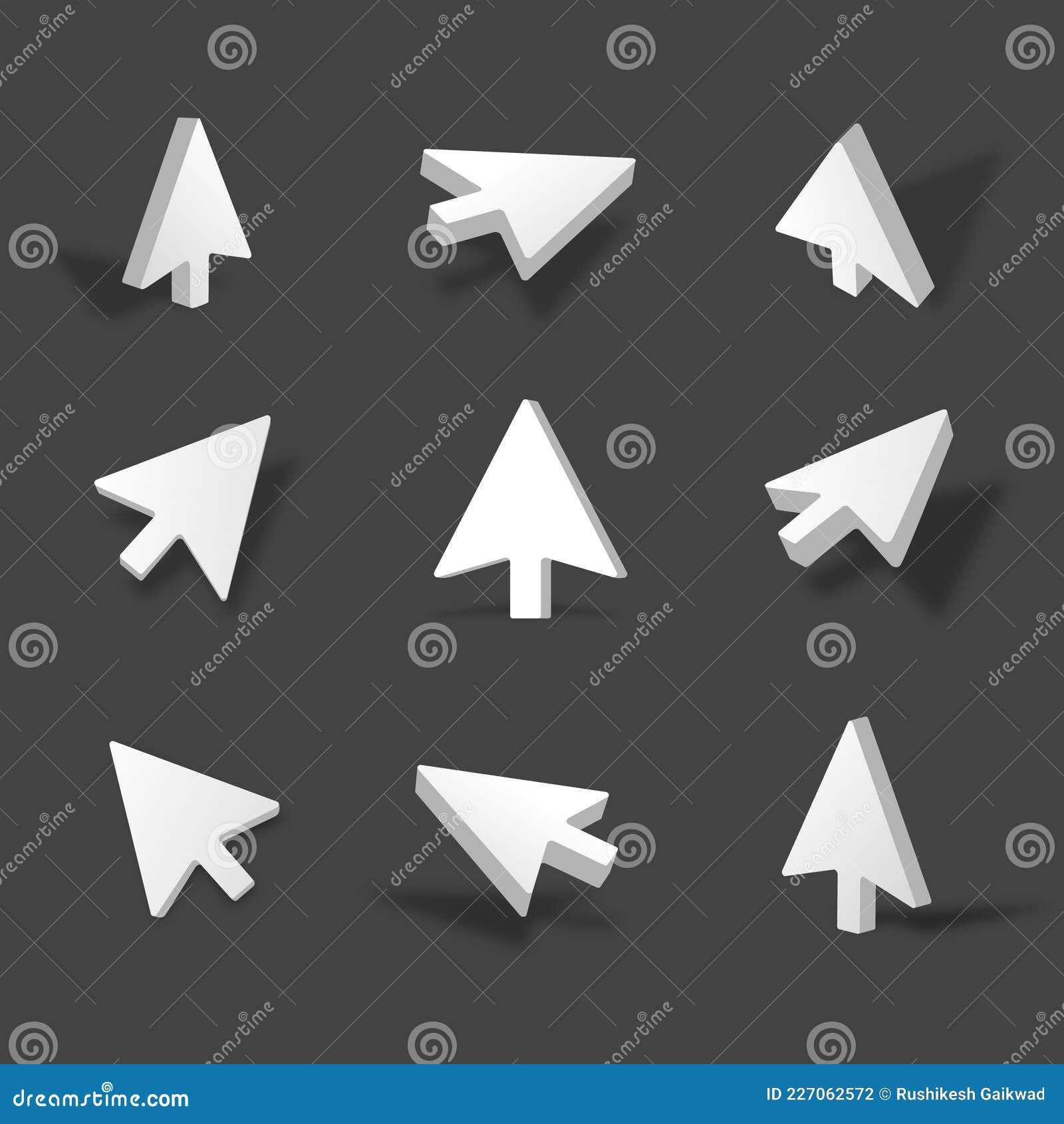 White 3d Arrow Illustration with Different Views Stock Vector ...