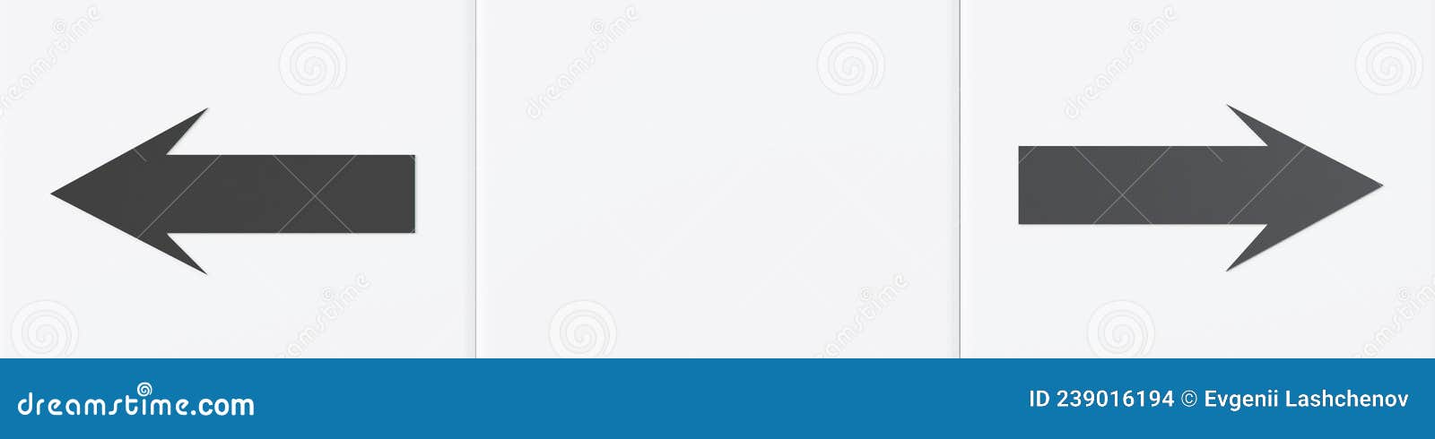 White 3d Banner. Black Arrows Point Left and Right, and in the Middle ...