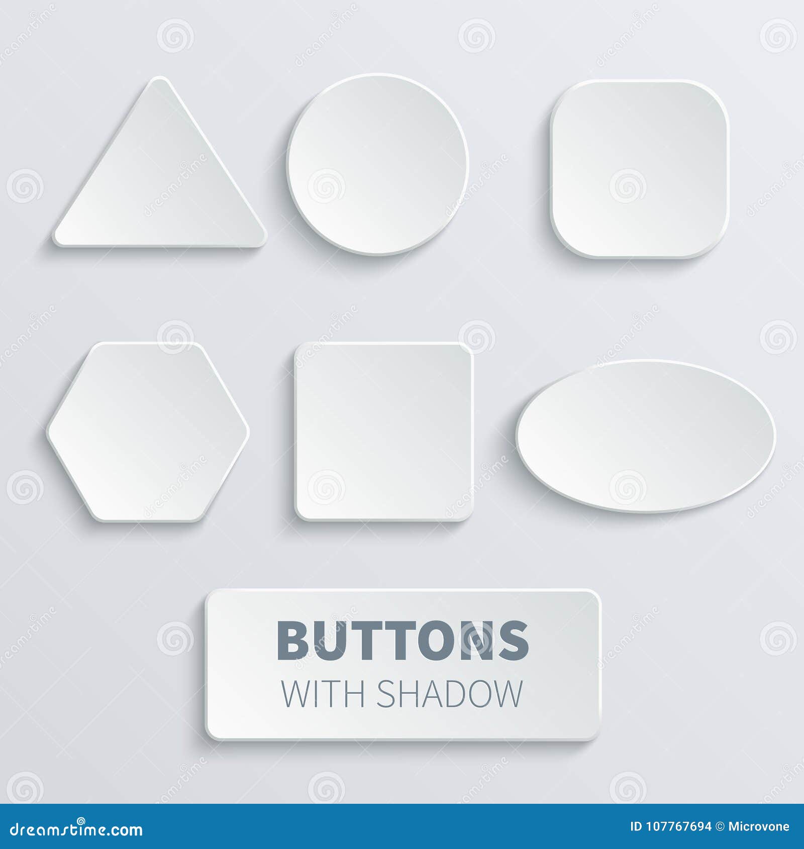 White 3d Blank Square and Rounded Button Vector Set Stock Vector ...