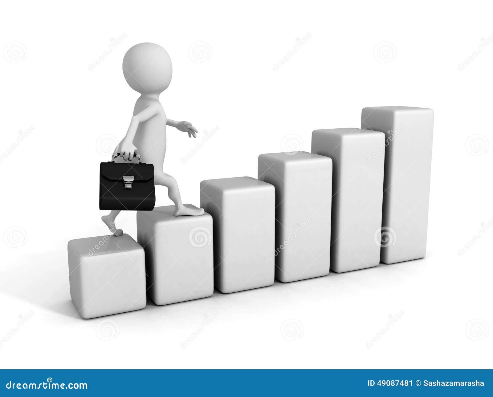 White 3D Business Man Climbing Success Graph Stock Illustration ...