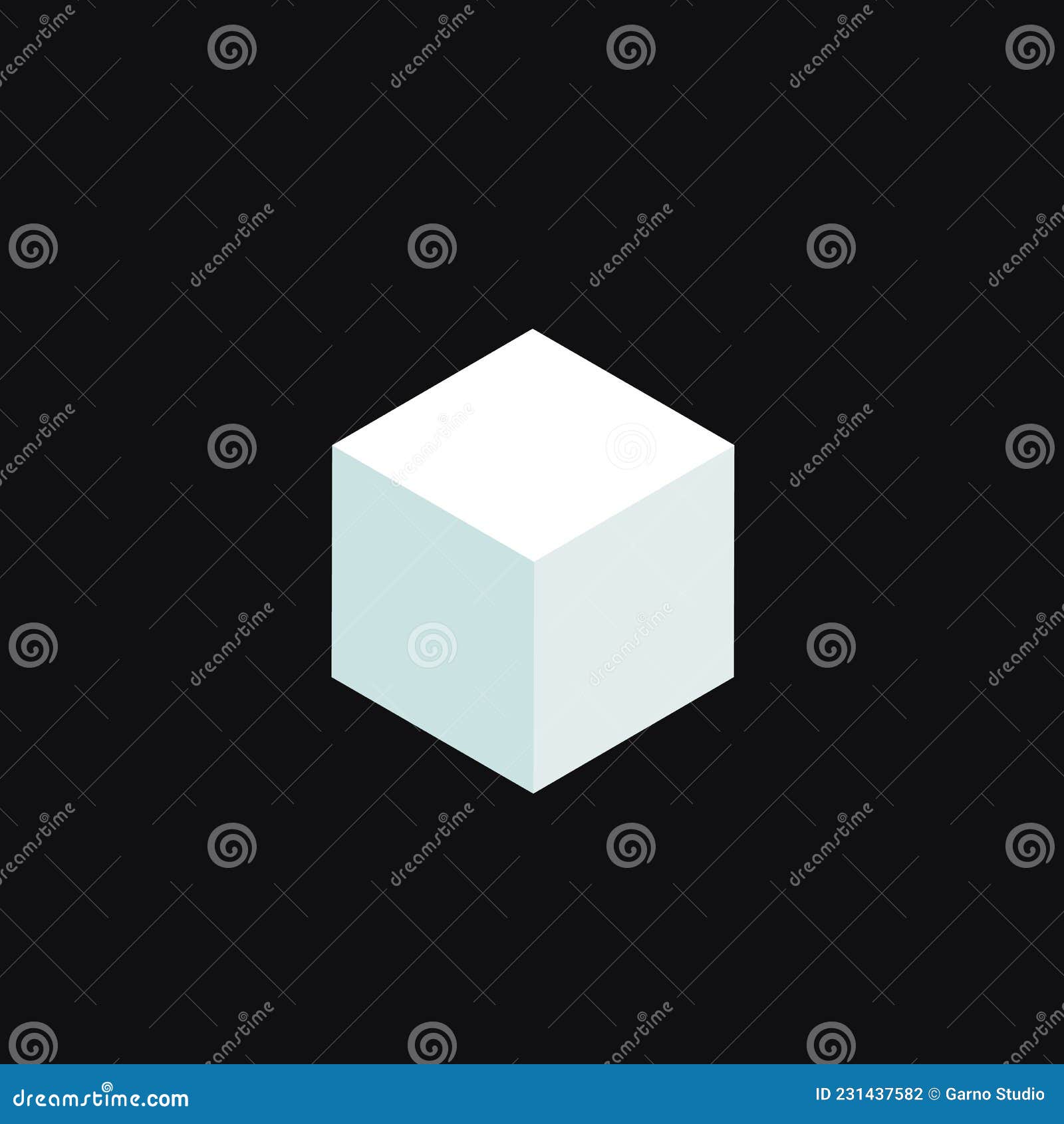 White 3D Cube on Black Background. Simple Elegant Isolated Element ...