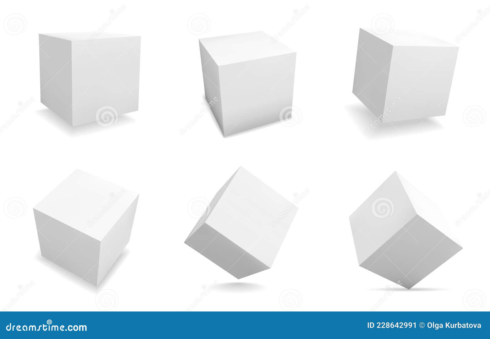 White 3D Cubes. Realistic Square Shapes. Isolated Abstract Geometric ...