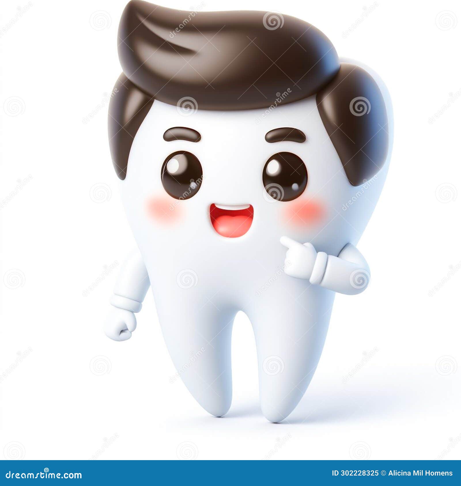White 3D Figure of a Cartoon Tooth. AI Generated Stock Illustration ...