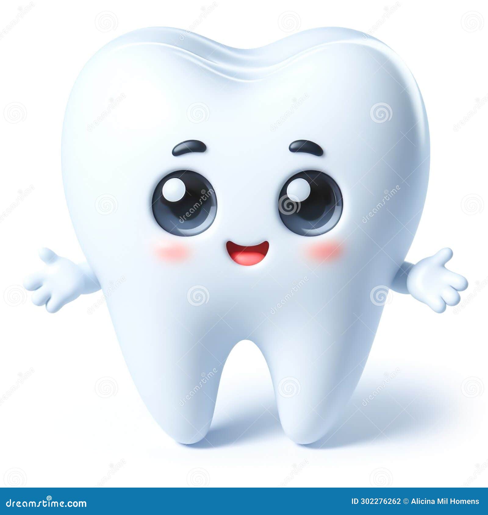 White 3D Figure of a Cartoon Tooth. AI Generated Stock Illustration ...