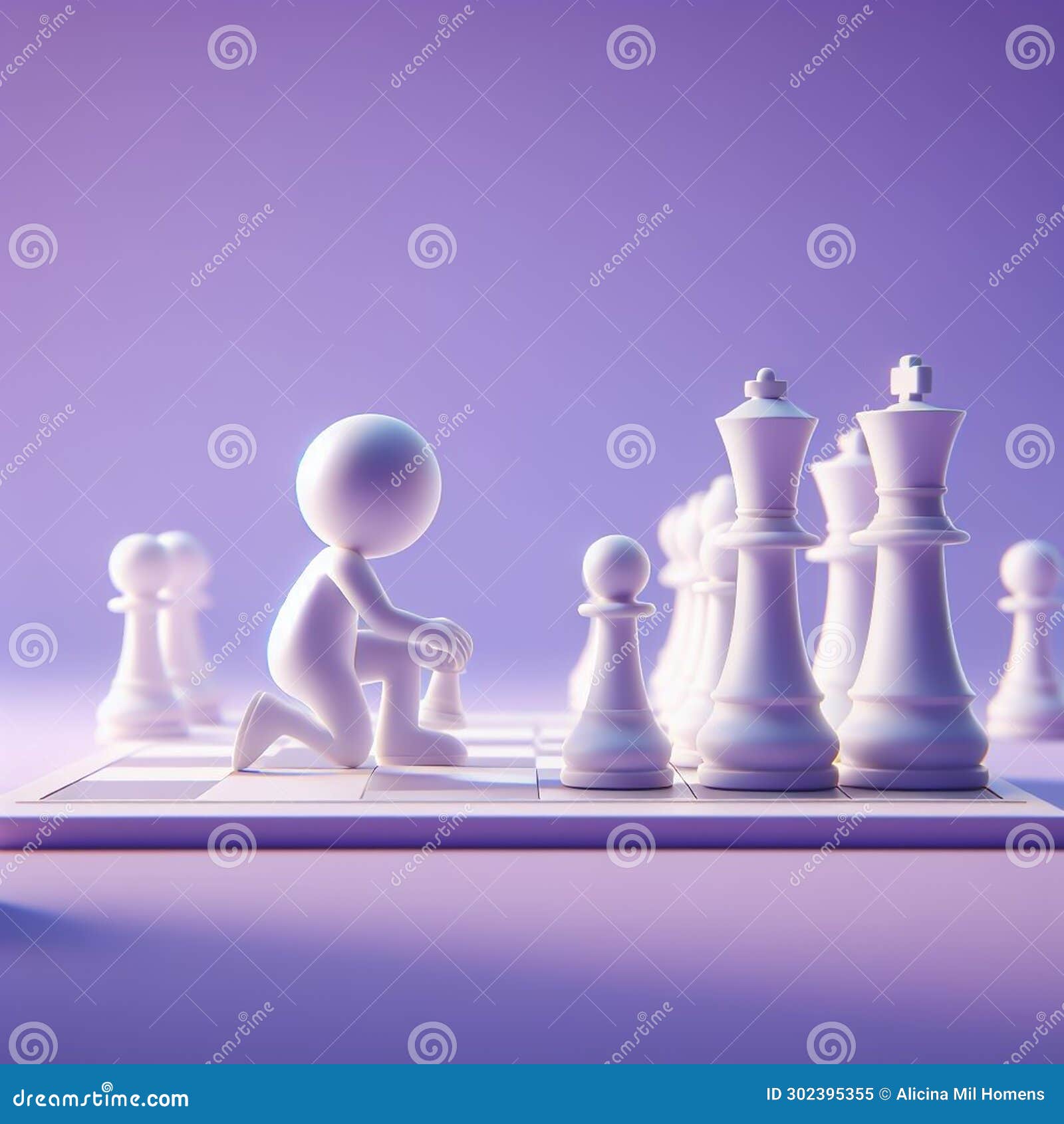 White 3D Figure Playing Chess. AI Generated Stock Illustration ...