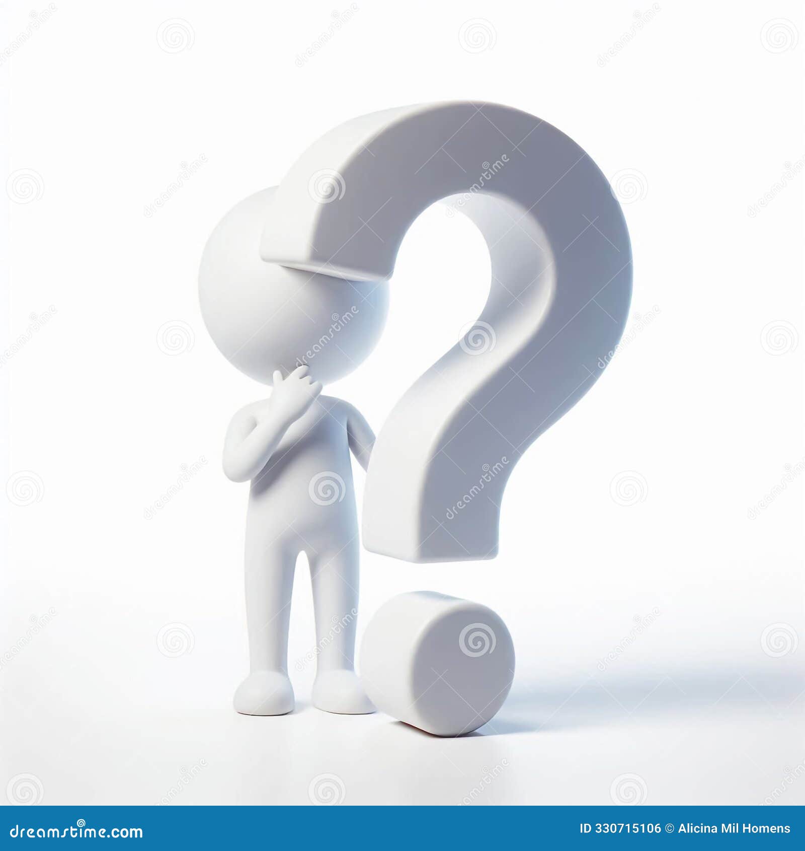 White 3D Figure with Question Mark. Questions and Solutions Stock ...