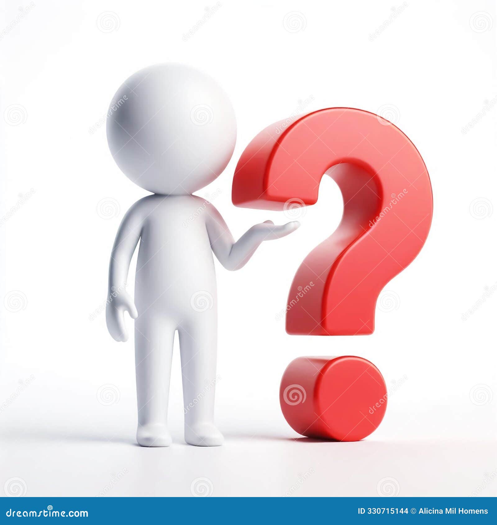 White 3D Figure with Question Mark. Questions and Solutions Stock ...