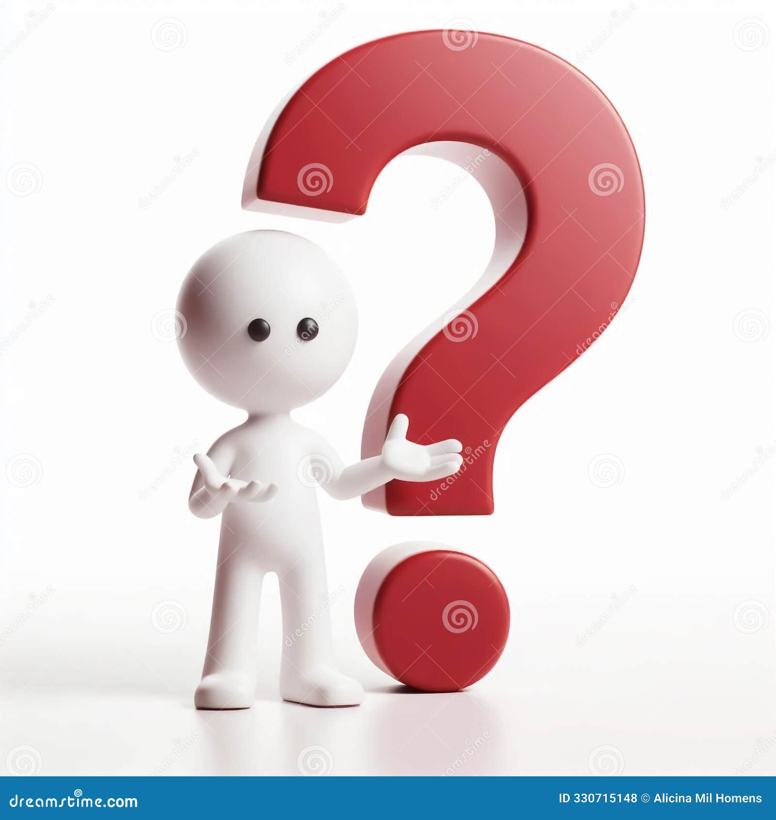 White 3D Figure with Question Mark. Questions and Solutions Stock ...