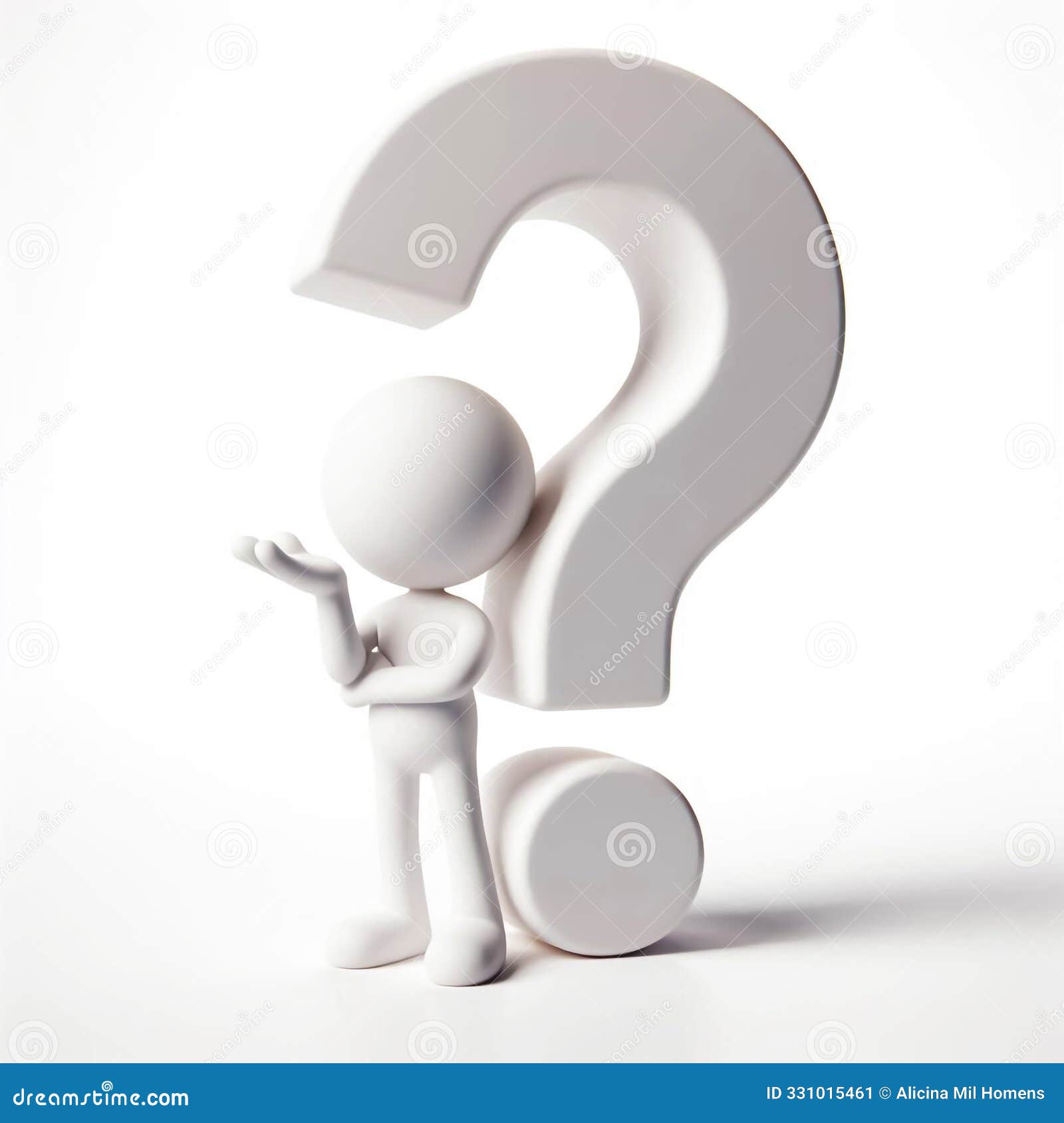 White 3D Figure with Question Mark. Questions and Solutions Stock ...