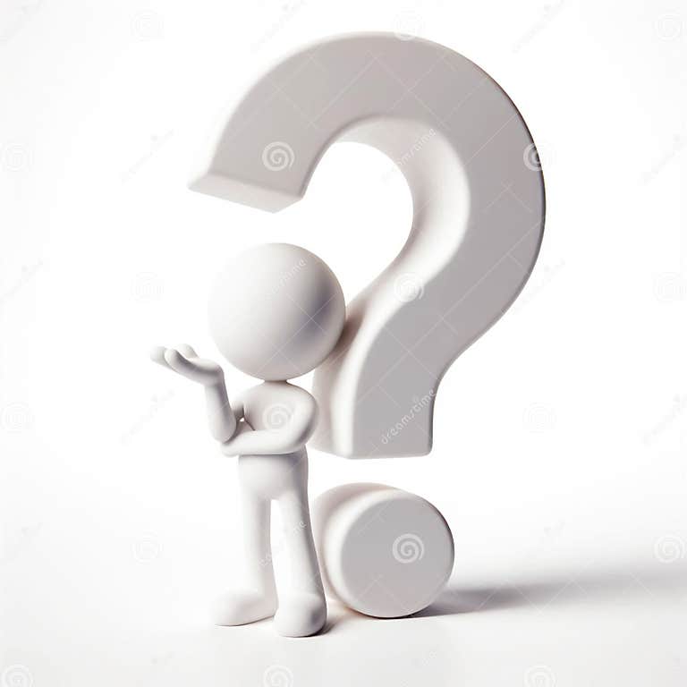 White 3D Figure with Question Mark. Questions and Solutions Stock ...