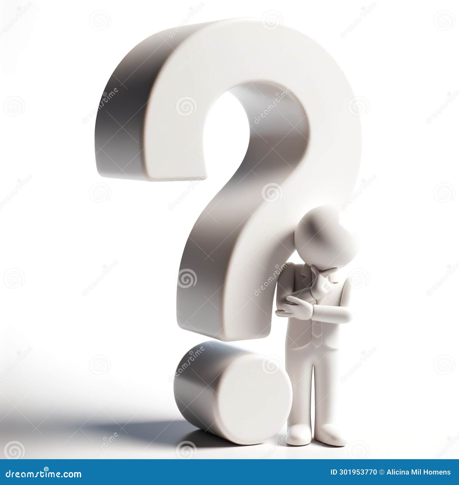 White 3D Figure with Question Mark. Questions and Solutions Stock ...