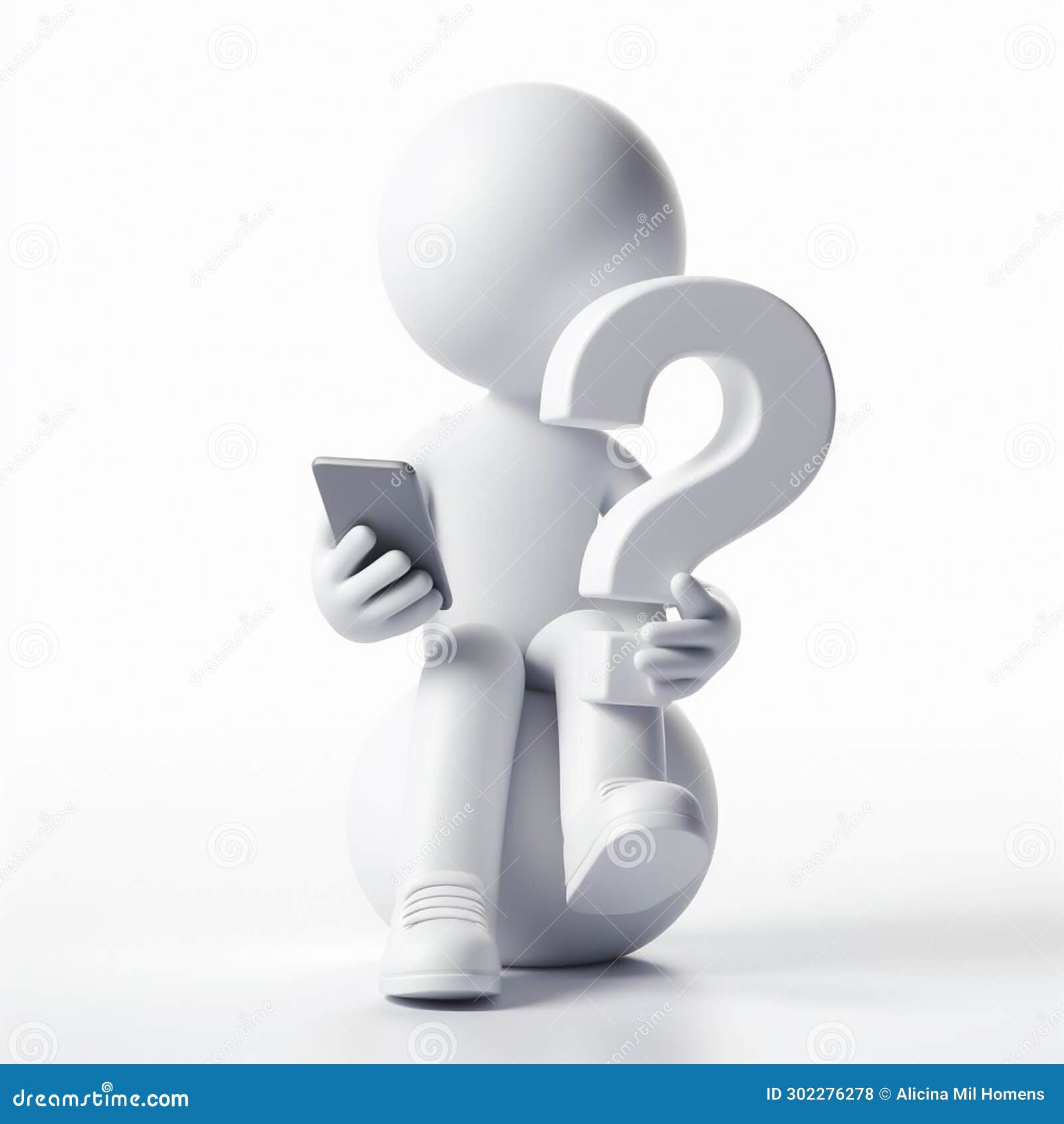 White 3D Figure with Question Mark. Questions and Solutions Stock ...