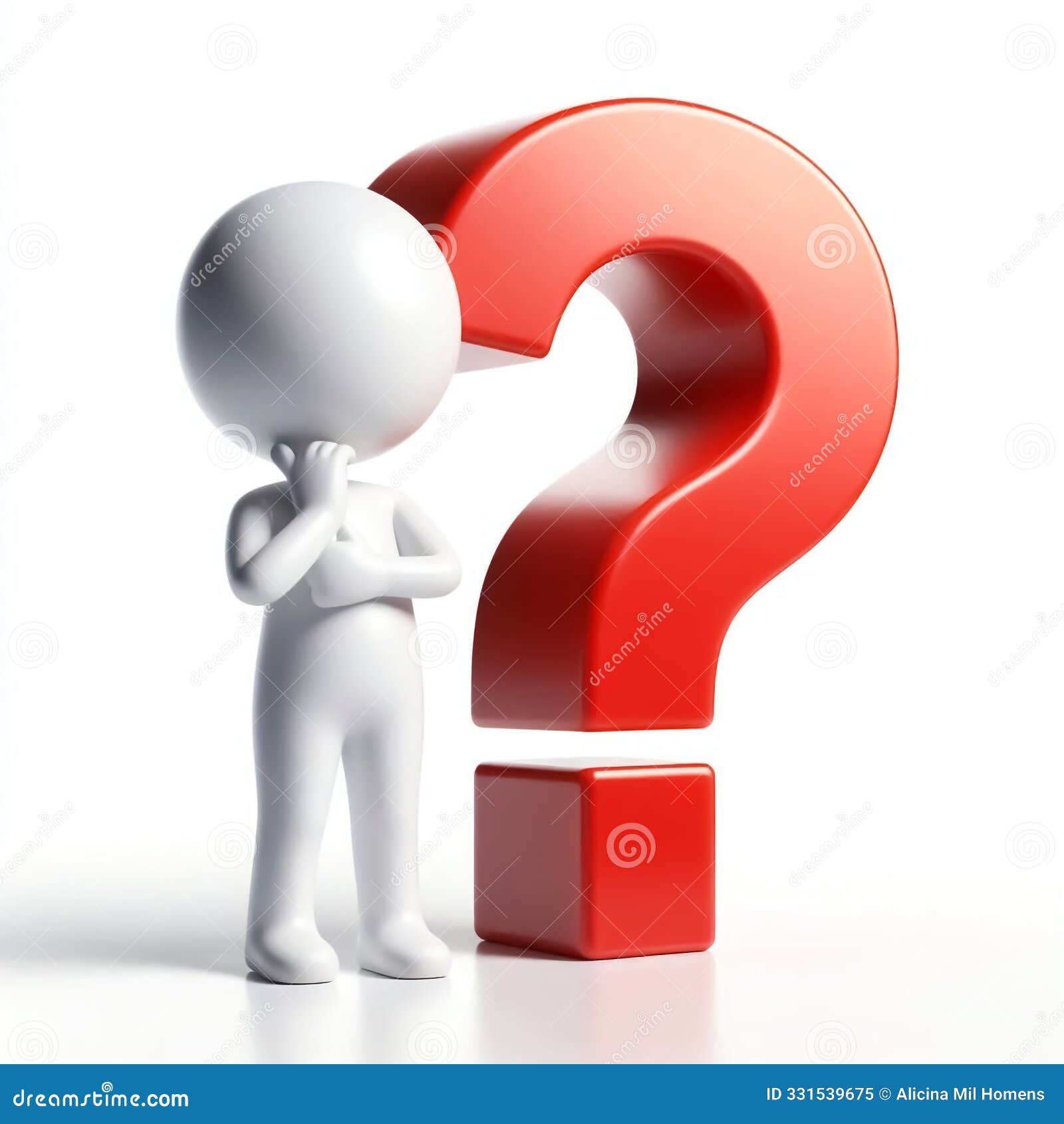 White 3D Figure with Question Mark. Questions and Solutions Stock ...