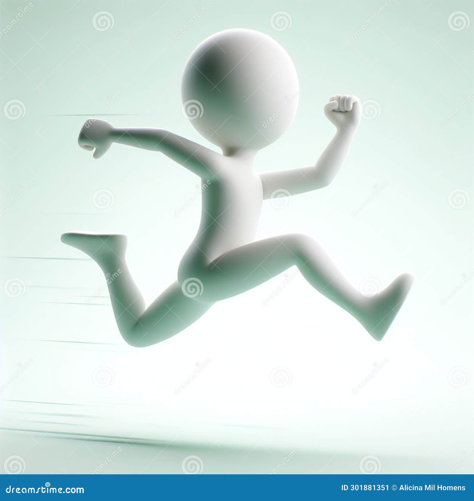 White 3D Figure Running, on White Background. Physical Exercise Stock ...