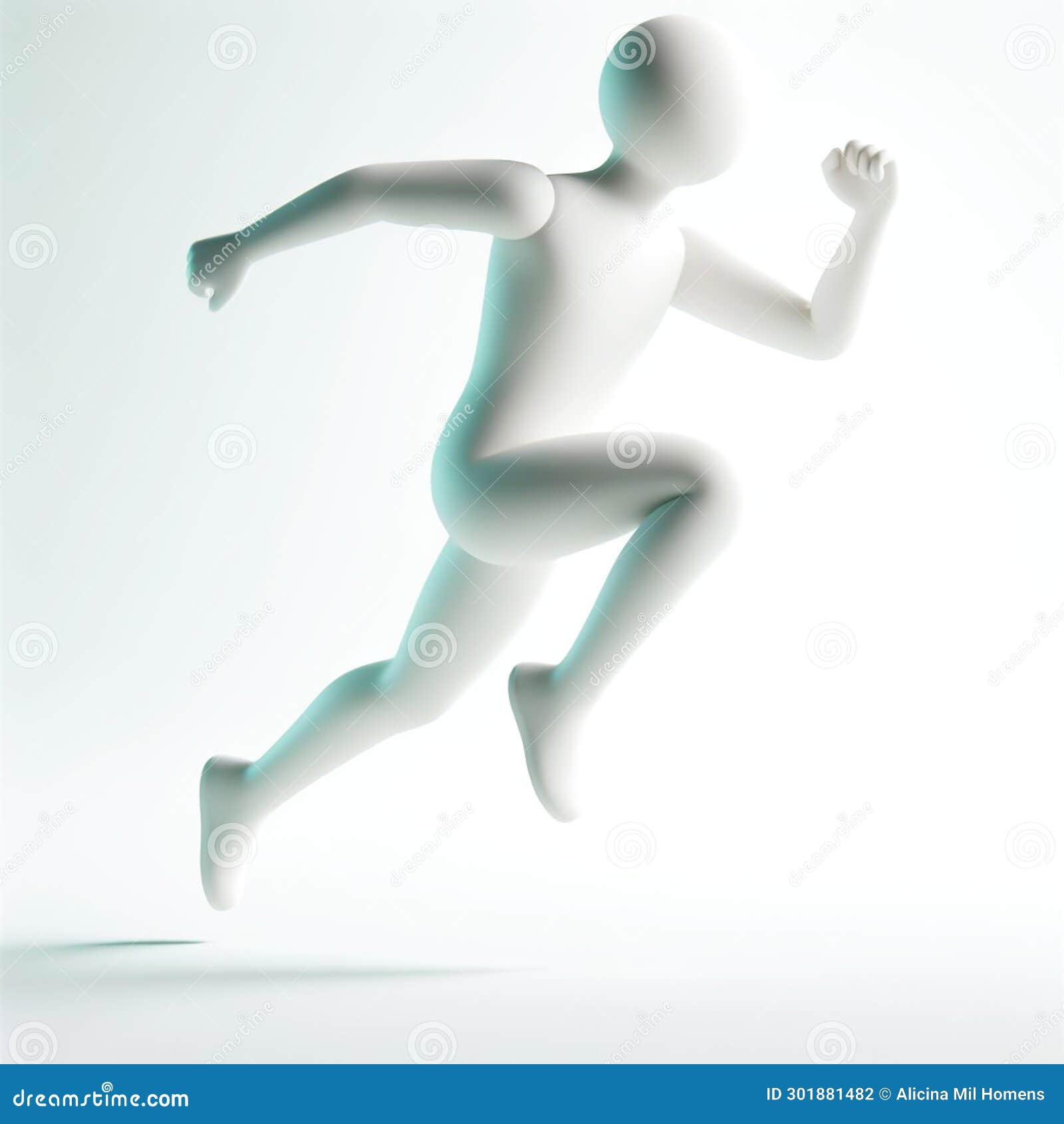 White 3D Figure Running, on White Background. Physical Exercise Stock ...