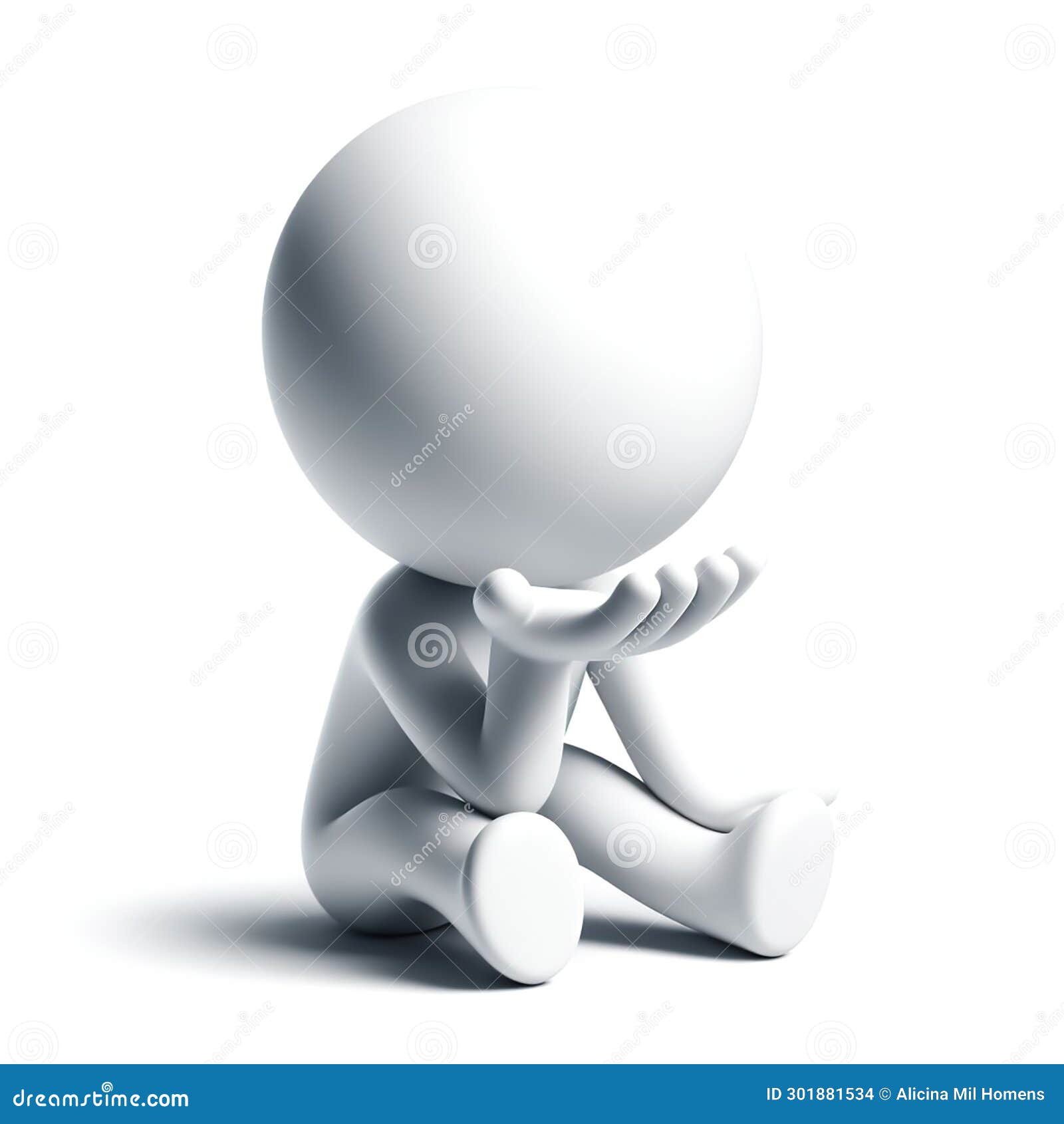 White 3D Figure Sitting and Thinking. AI Generated Stock Illustration ...