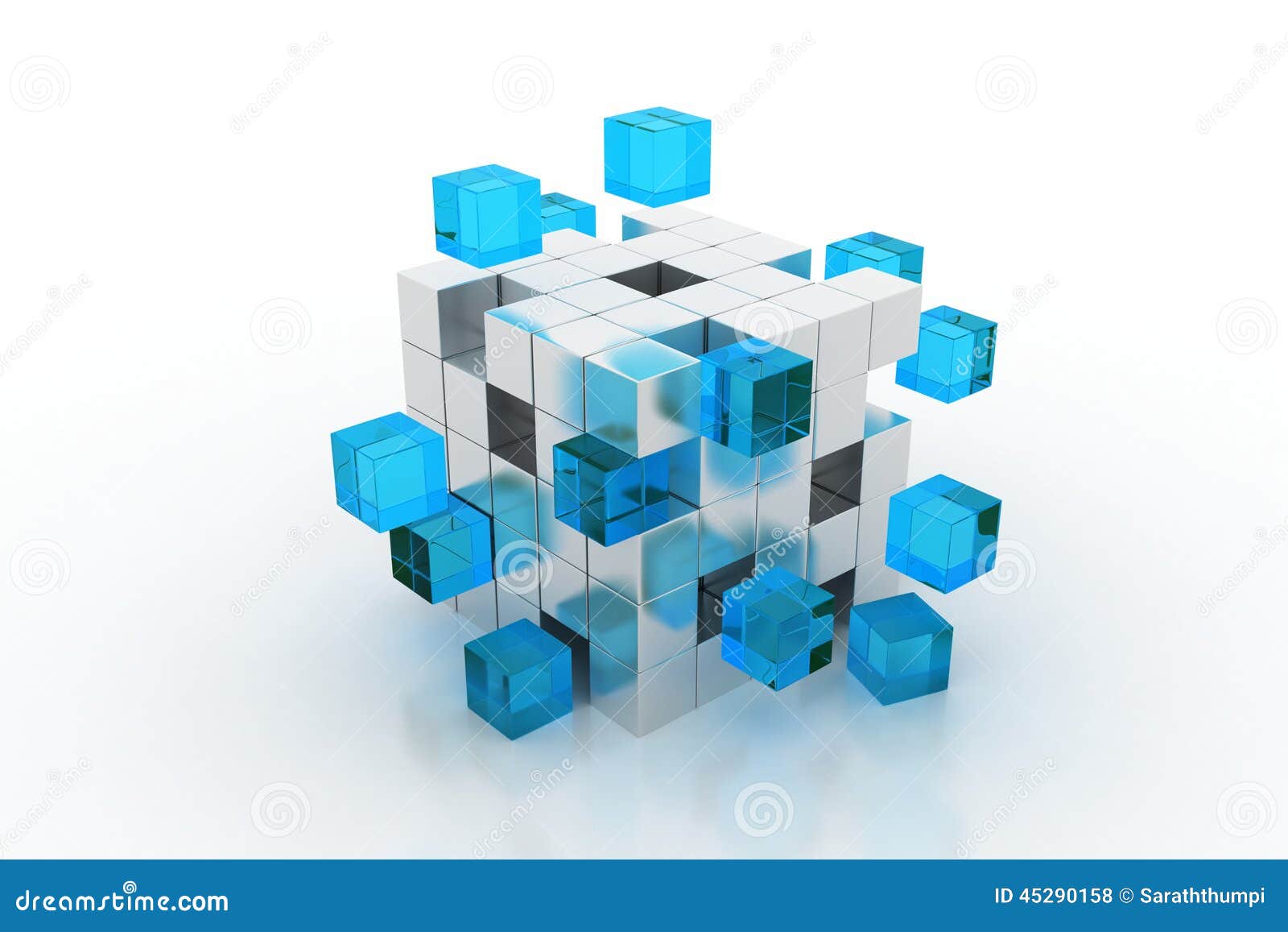 White 3d futuristic cube stock illustration. Illustration of block ...