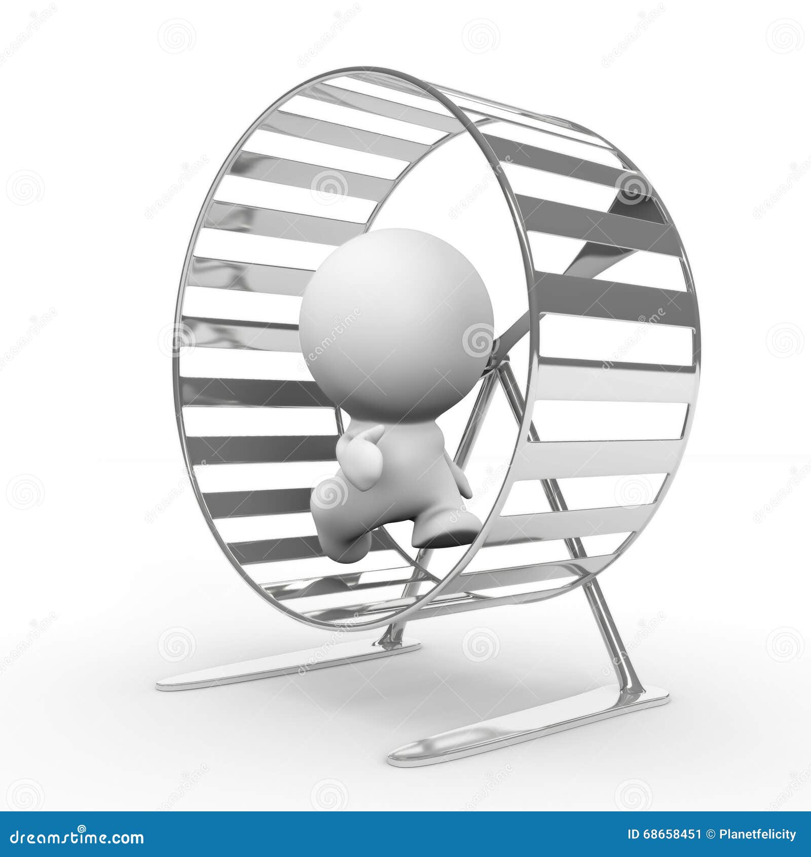 White 3d Human Character Running in a Hamster Wheel Stock Illustration ...