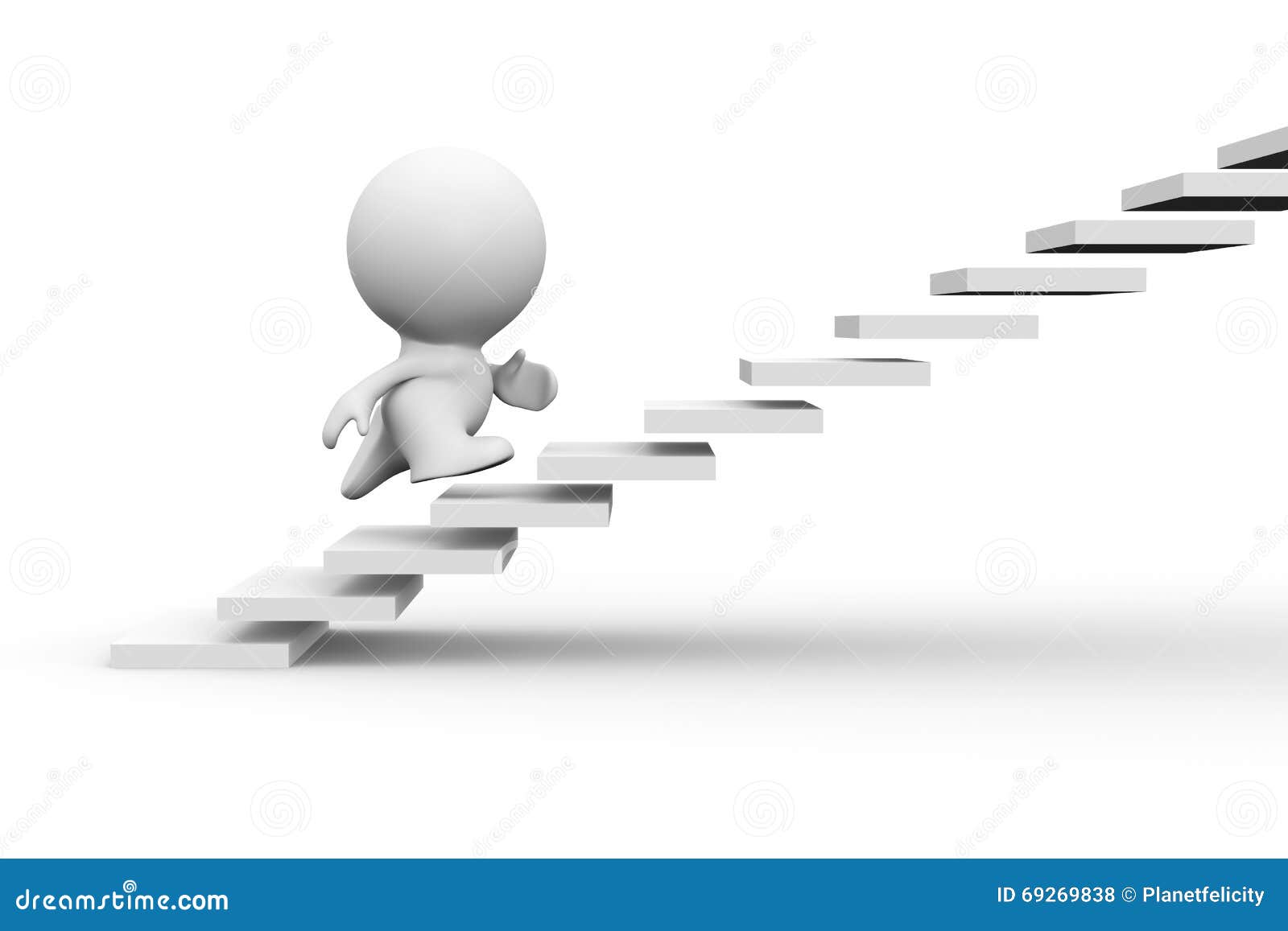 White 3d Human Character Running Up on Stairs Stock Illustration ...