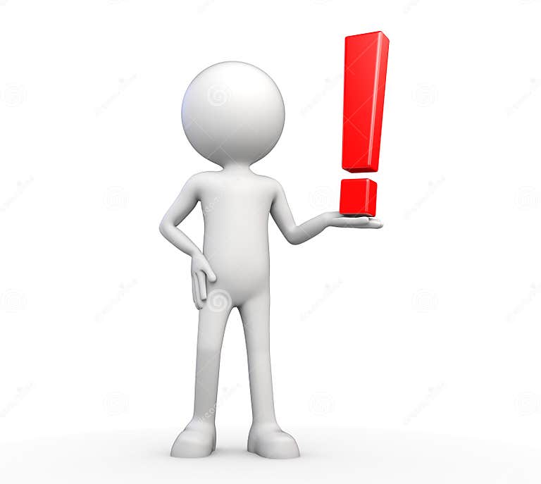 White 3d Human - Exclamation Mark Stock Illustration - Illustration of ...