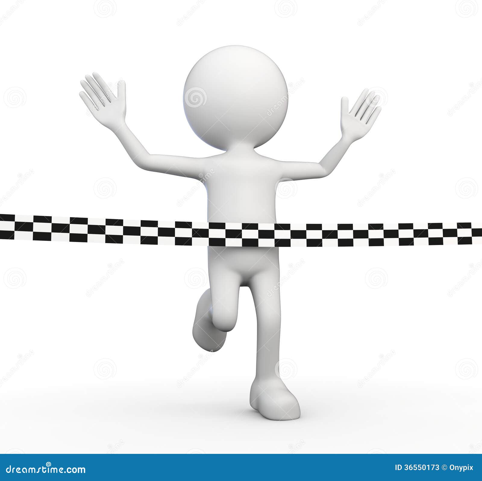 White 3d Human - Reaching the Finishing Line Stock Illustration ...