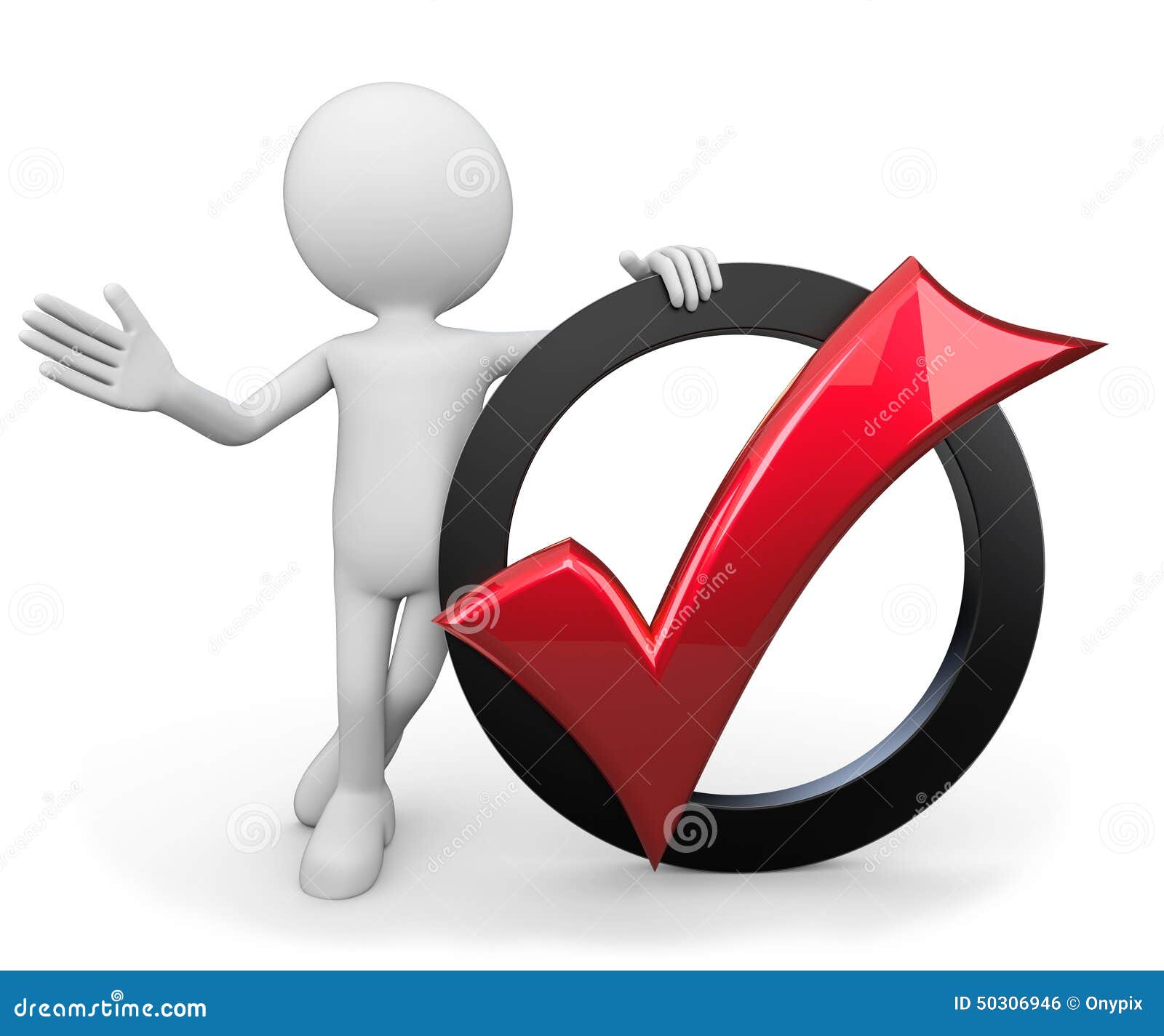 White 3d Human - Red Check Symbol Stock Illustration - Illustration of ...