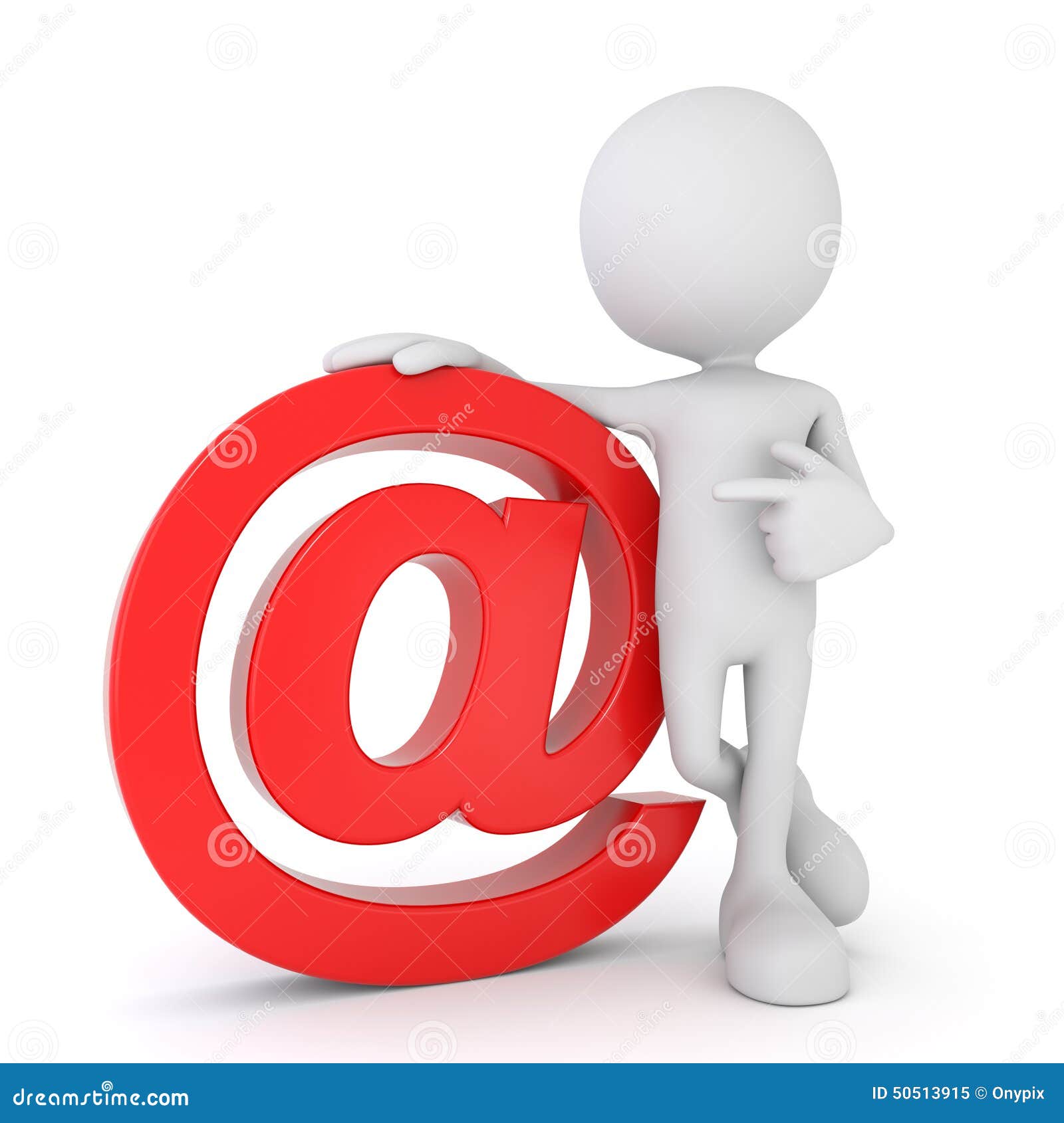 White 3d Human - Red Email Symbol Stock Illustration - Illustration of ...
