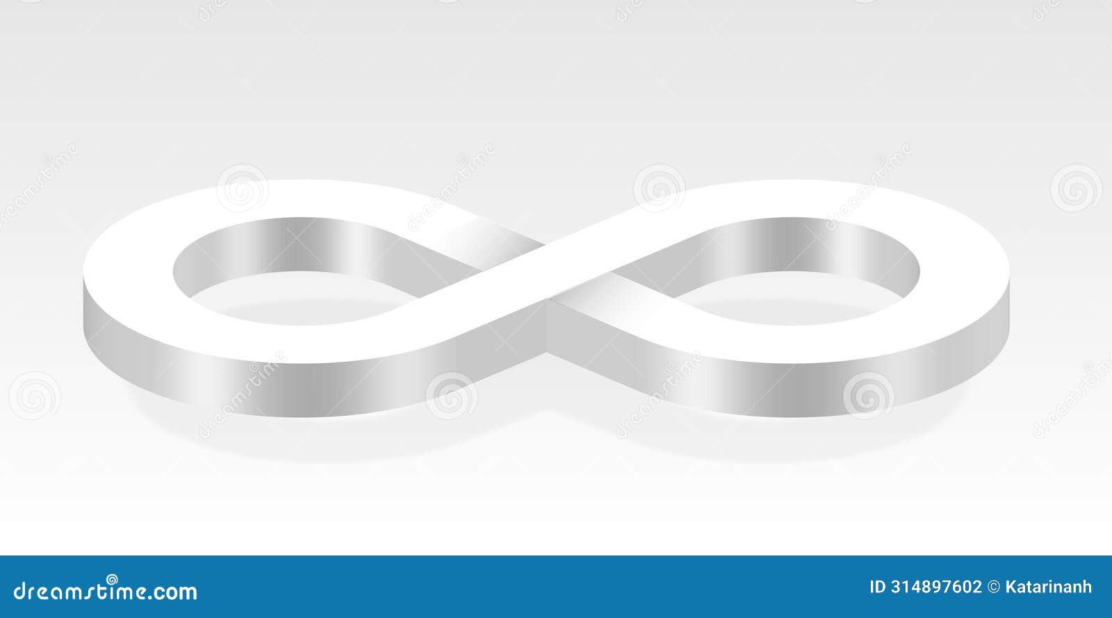 White 3D Infinity Symbol on White Background. Endless Vector Logo ...