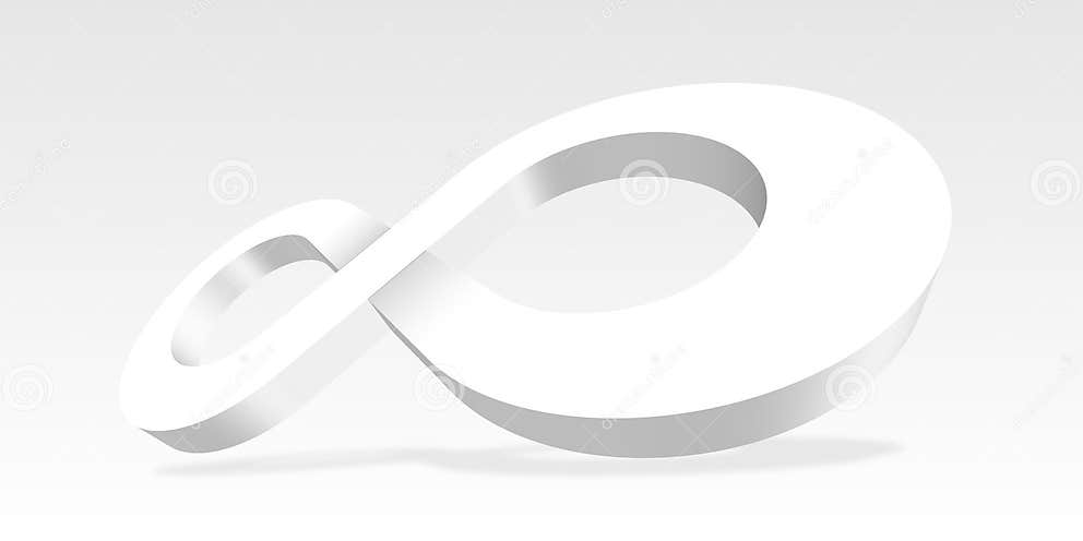 White 3D Infinity Symbol on White Background. Endless Vector Logo ...